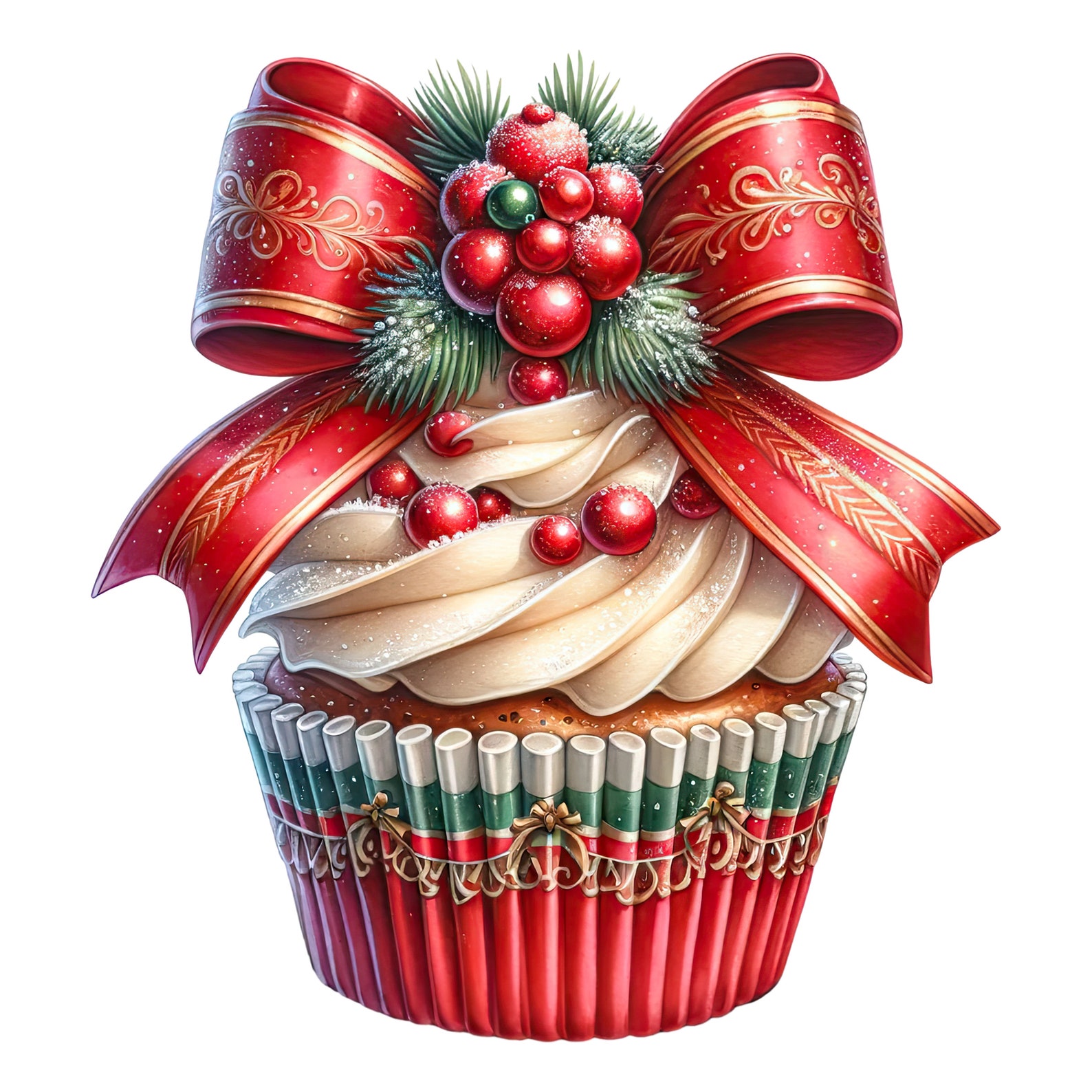 Watercolor Christmas Cupcakes Clipart: Festive PNG Graphics (digital ...