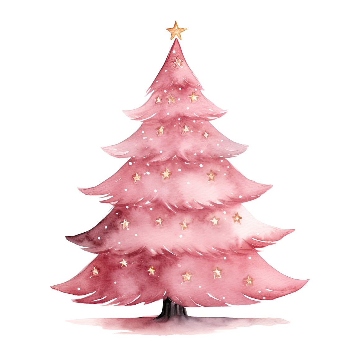 Watercolor Pink Christmas Tree Clipart, Pink Christmas Tree Png, Pastel ...