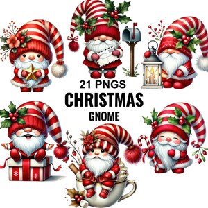 Christmas Gnome Clipart Bundle: Winter Holiday PNG Graphics (digital ...