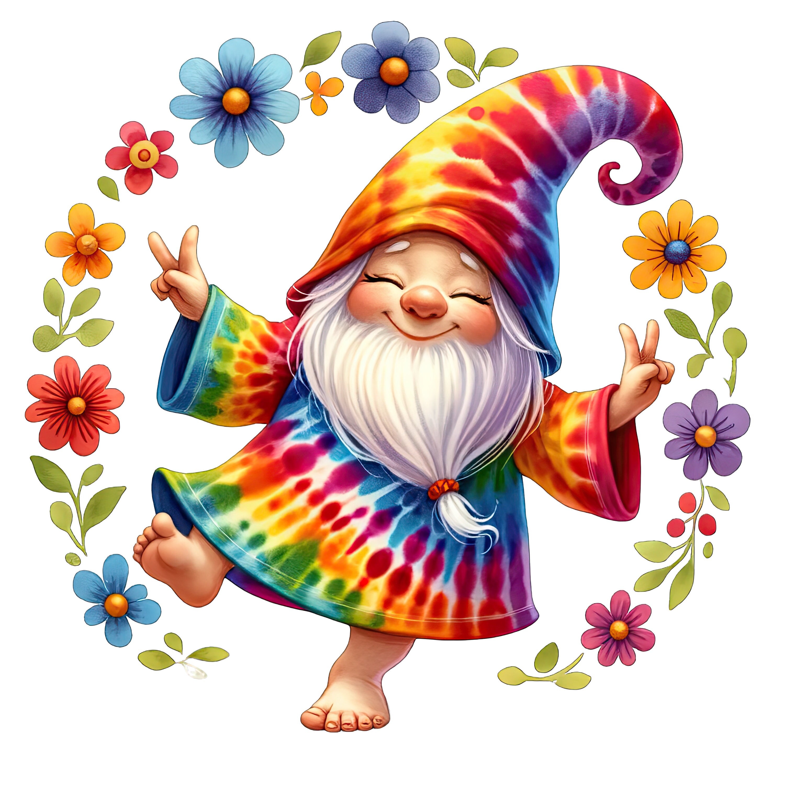 Hippie Gnome Clipart, Hippy Clipart, Hippy Gnome Png, Colorful Gnomes ...