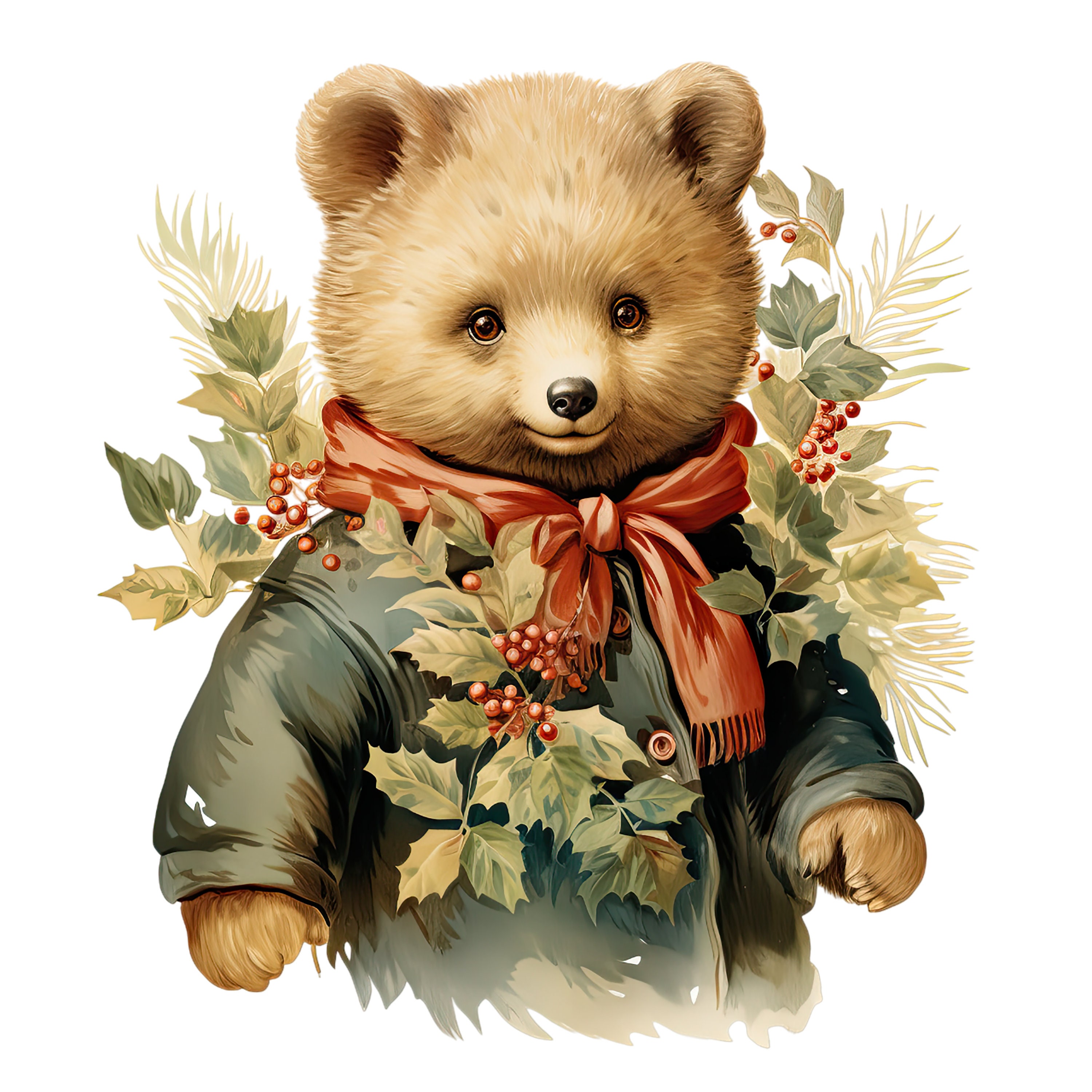 Watercolor Christmas Bear Clipart, Clipart Teddy, Christmas Bear ...