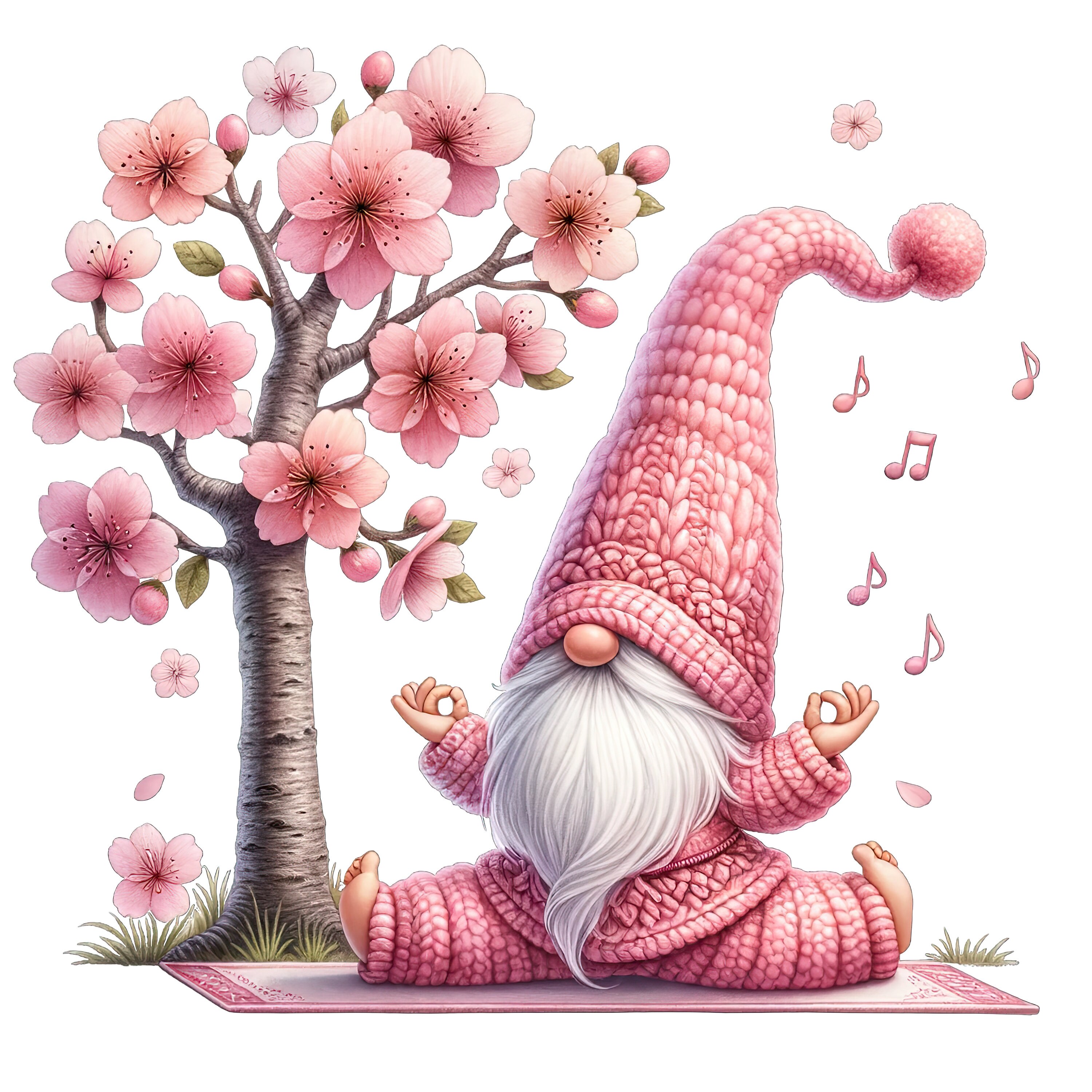 Cherry Blossom Gnome Clipart, Spring Gnome Clipart, Cute Cherry Blossom ...