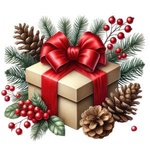 Christmas Gift Clipart, Christmas Present Clipart, Watercolor Christmas ...