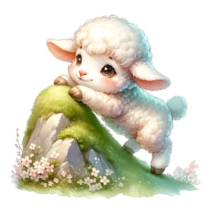 Watercolor Lamb Clipart: Spring Easter PNG Graphics (digital Download ...