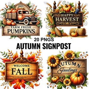 Autumn Signpost Clipart, Autumn Clipart, Fall Clipart, Watercolour ...