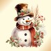 Watercolor Snowman Clipart, Christmas Snowman Clipart, Winter Holidays ...