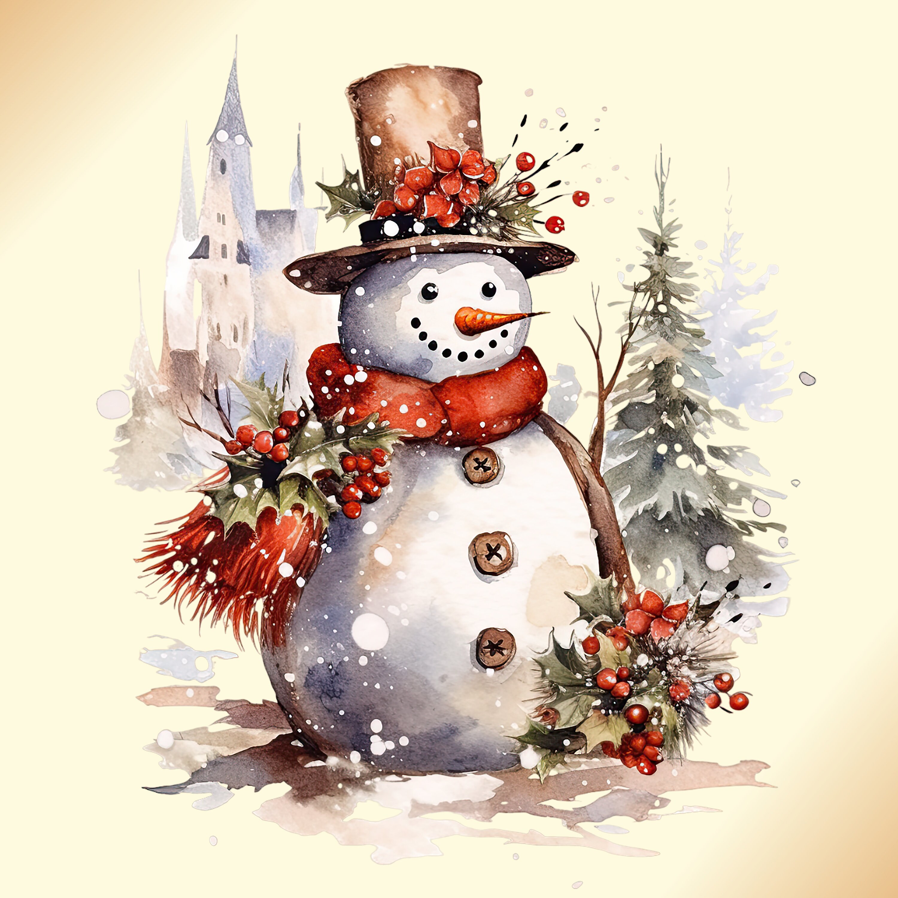 Watercolor Snowman Clipart, Christmas Snowman Clipart, Winter Holidays ...