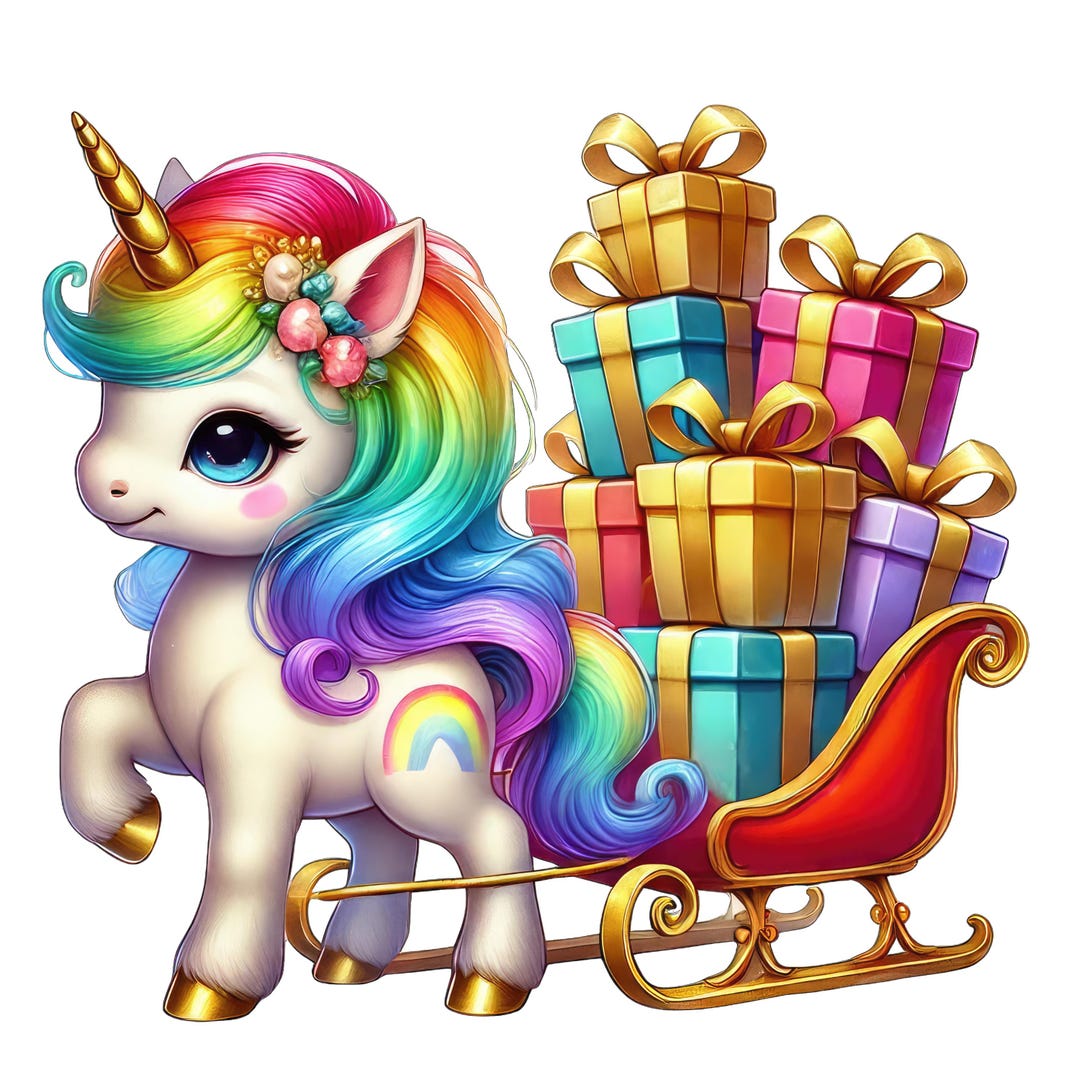 Christmas Unicorn Clipart Bundle, Winter Unicorn Clipart, Cute Unicorn ...