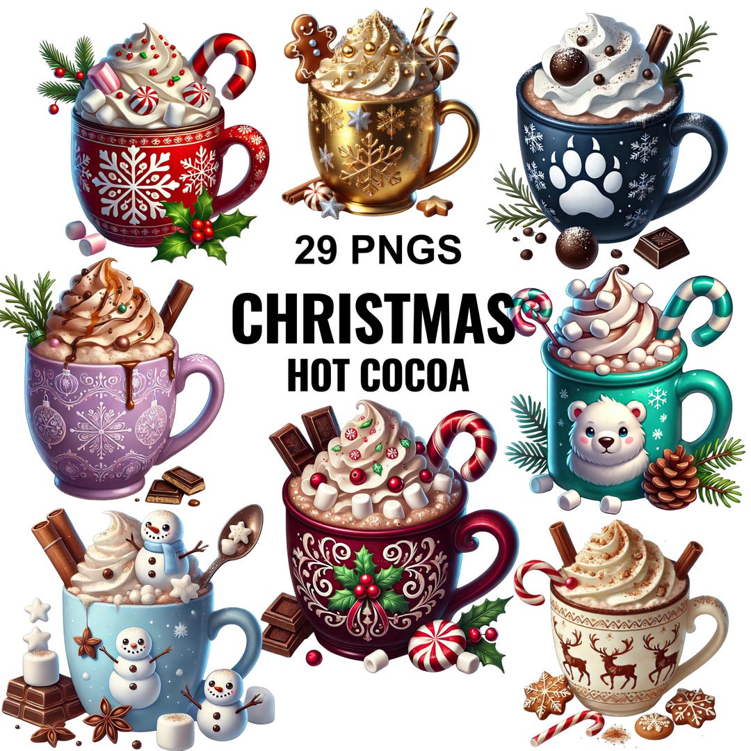 Christmas Hot Cocoa Clipart, Winter Hot Cocoa, Xmas Cocoa Clipart ...