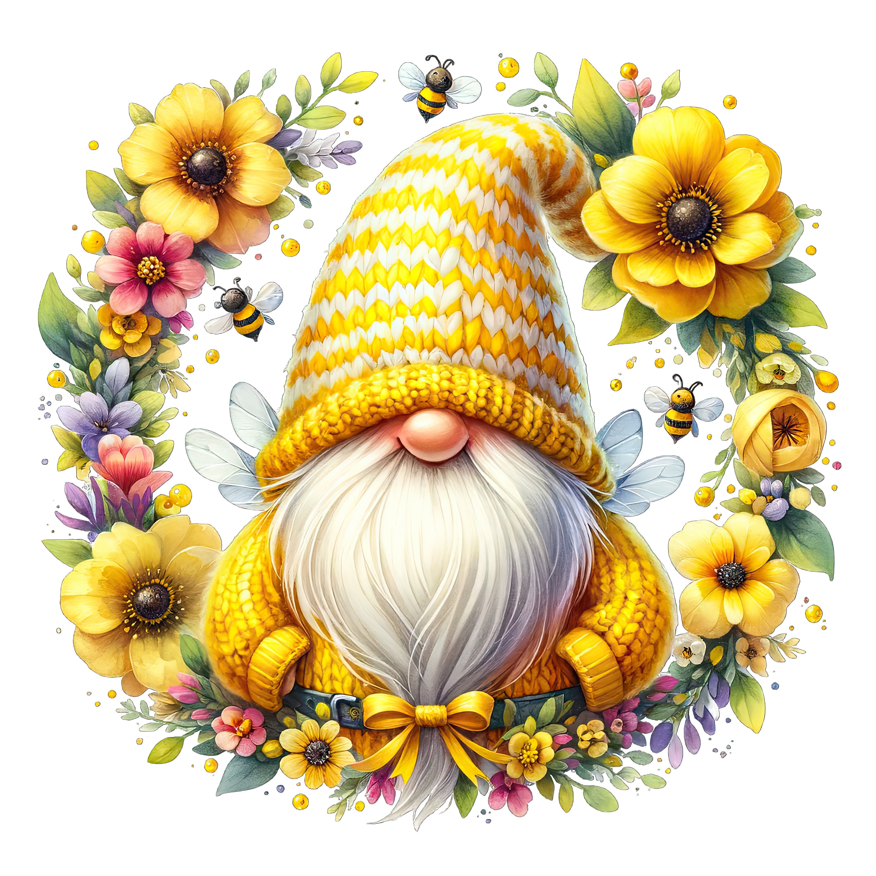 Bee Gnome Watercolor Clipart: Spring & Summer Gnomes (digital Download ...