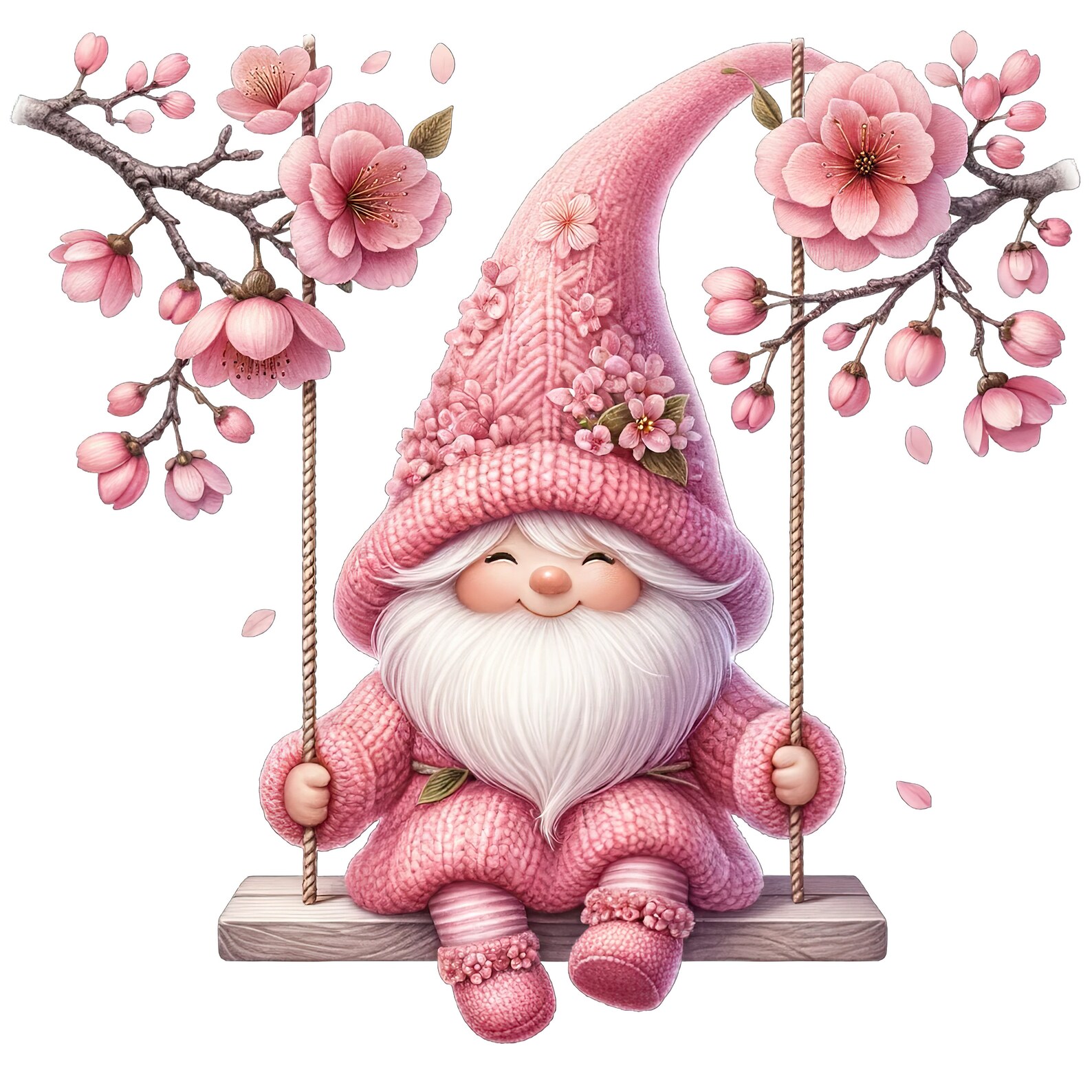 Cherry Blossom Gnome Clipart, Spring Gnome Clipart, Cute Cherry Blossom ...