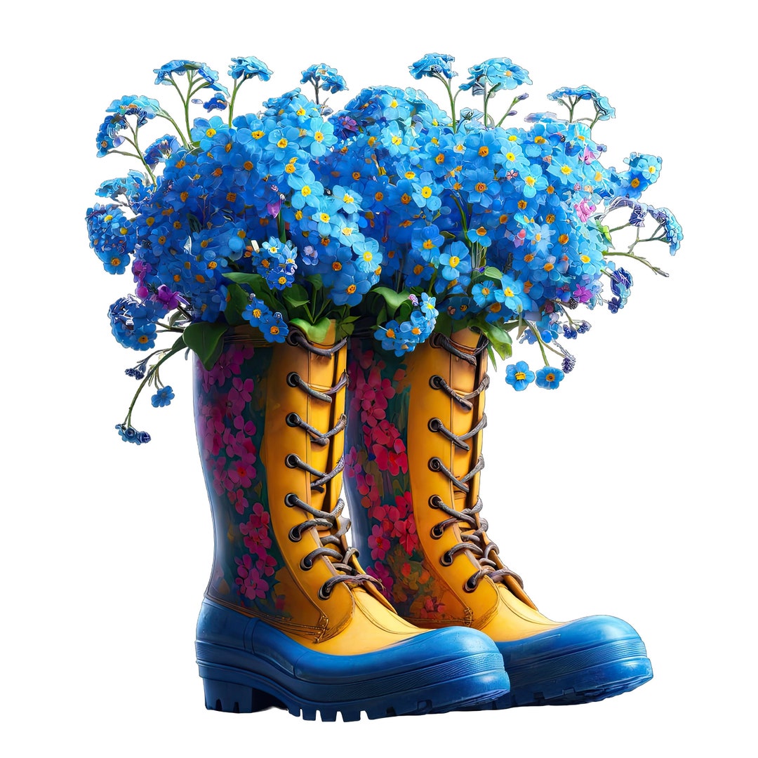 Garden Boots Clipart, Flowers Graphics, Wild Flowers Png, Watercolor ...