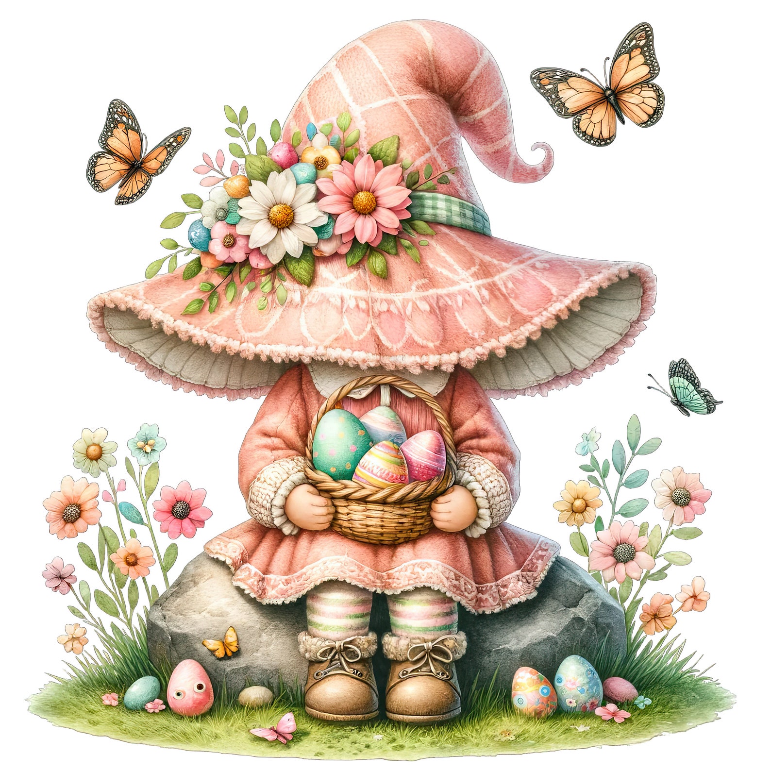 Watercolor Easter Gnome Clipart, Easter Png, Happy Easter, Easter Gnome ...