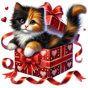 Cute Valentines Kitten Clipart, Kitten PNG, Valentine Png Bundle ...