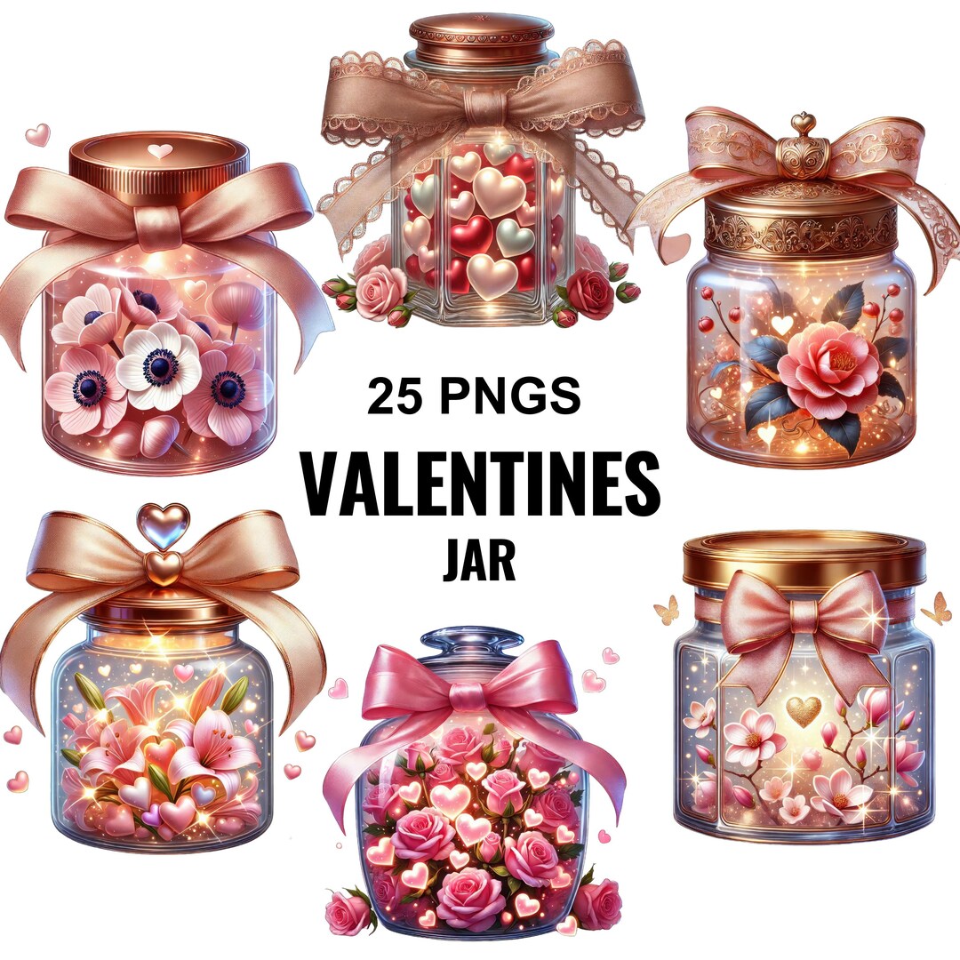 Valentines Jar Clipart,jar of Hearts Png,trendy Valentine Png,romantic ...