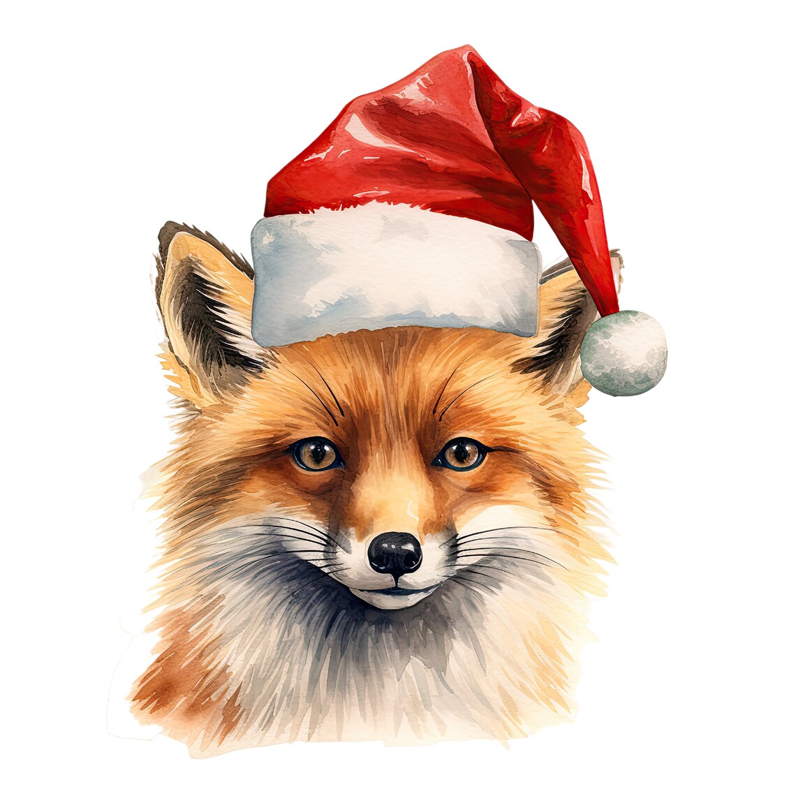 Watercolour Christmas Fox Clipart, Christmas Fox, Cute Animals, Winter ...