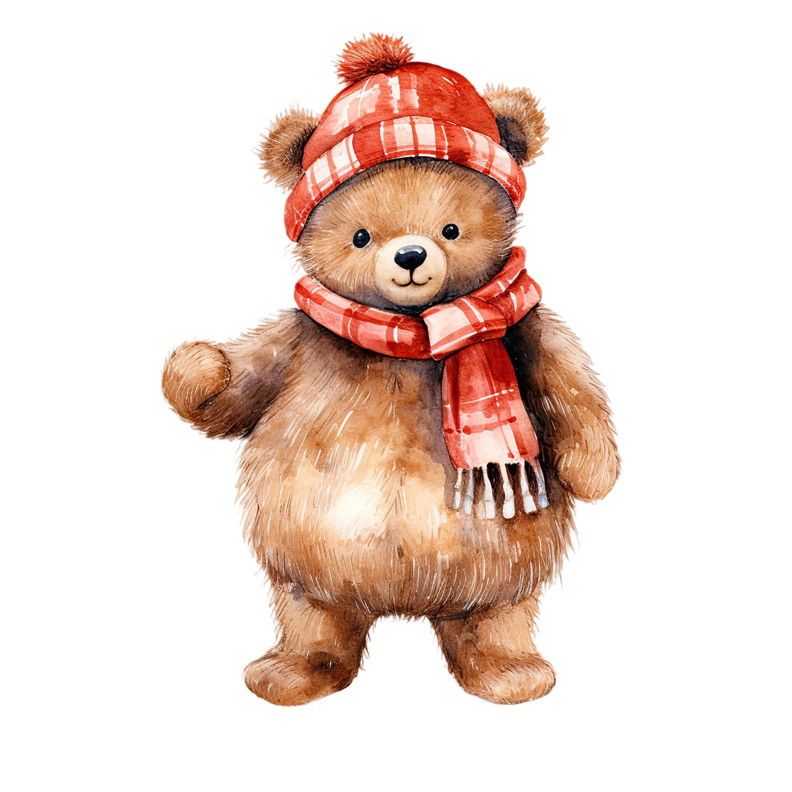 Watercolor Christmas Teddy Bear Clipart Christmas Teddy Bear - Etsy