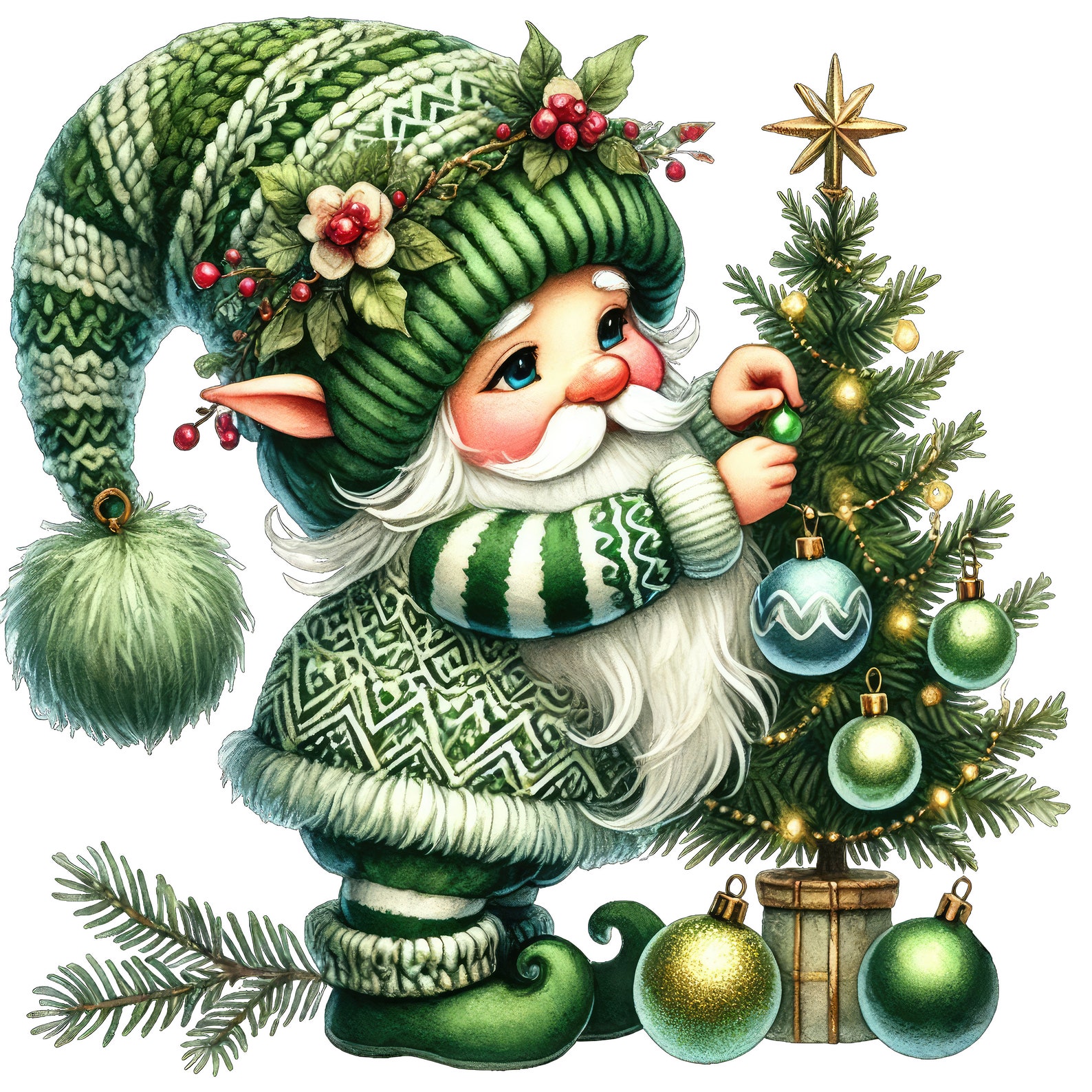 Christmas Gnome Clipart PNG Bundle: Holiday Sublimation (digital ...