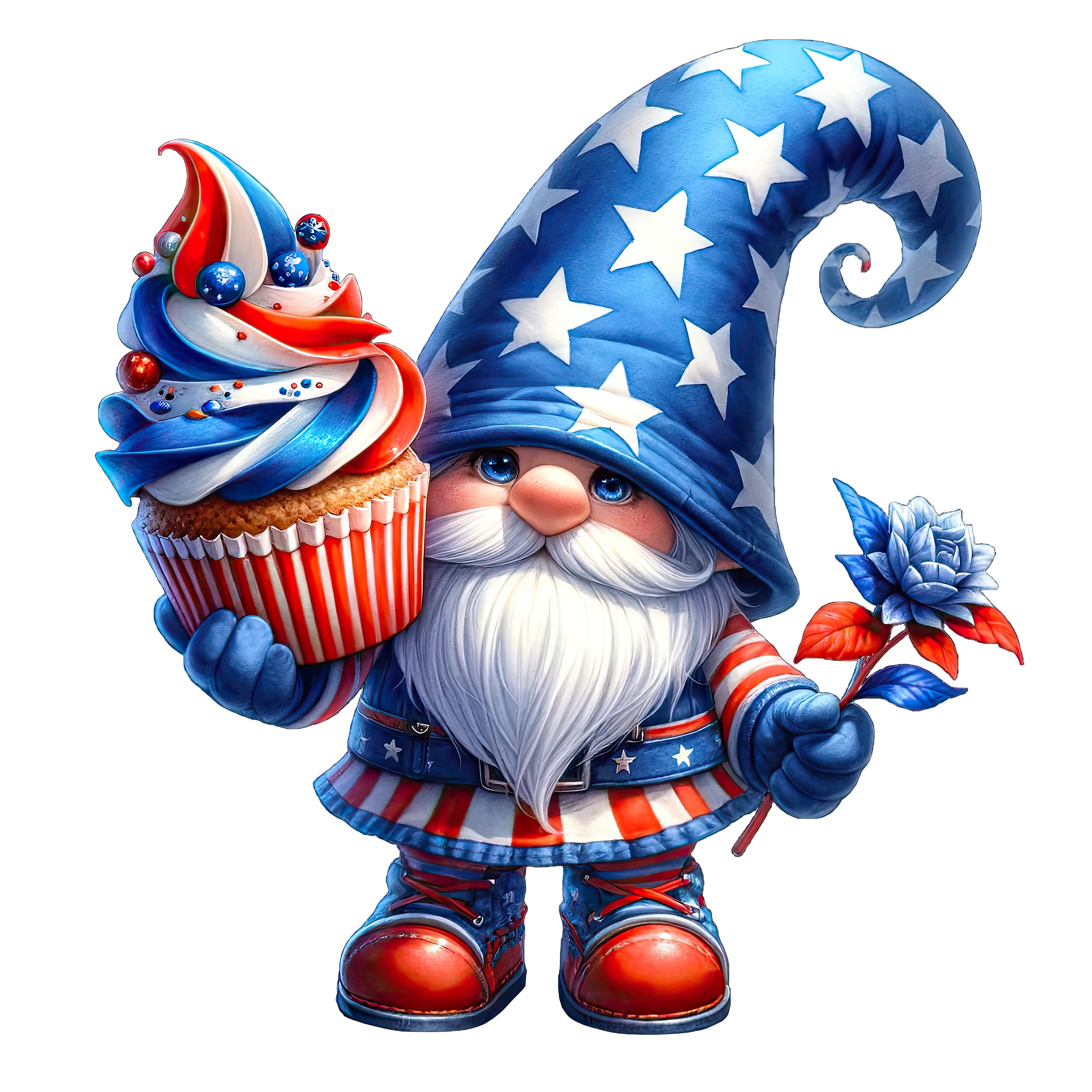 Patriotic Gnome Clipart: American Flag PNG (digital Download) - Etsy