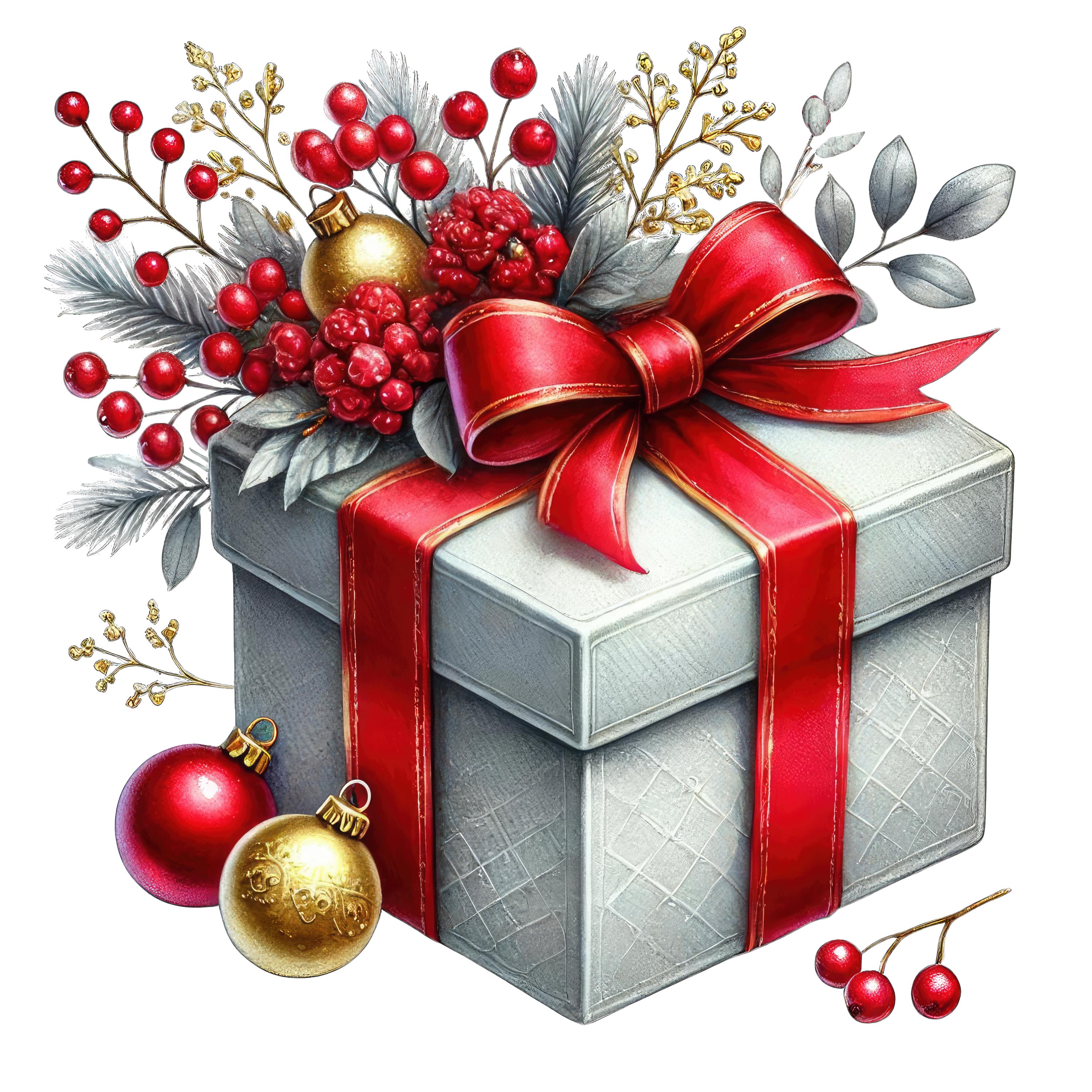 Christmas Gift Clipart, Christmas Present Clipart, Watercolor Christmas ...