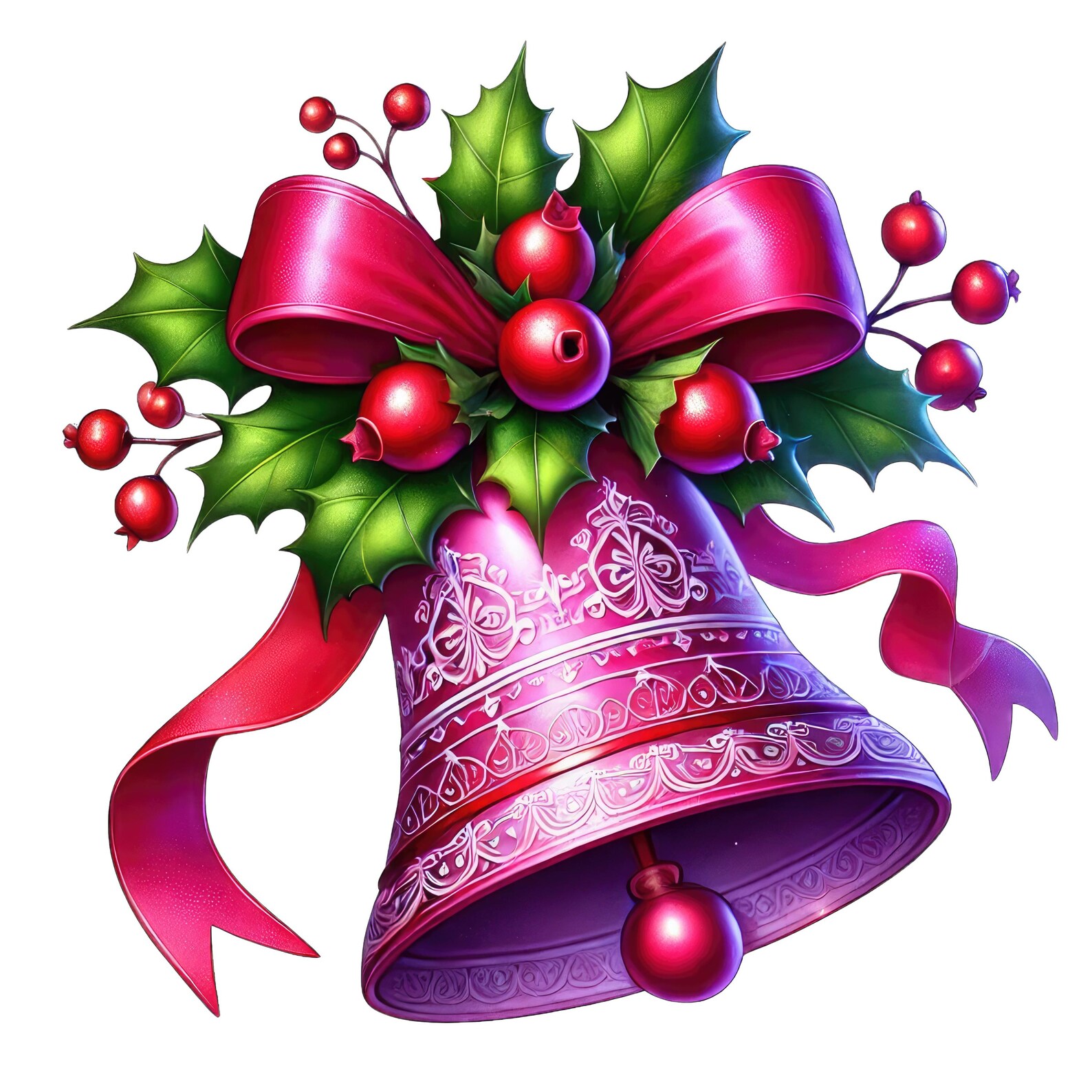 Christmas Bells Clipart, Red Gold Holiday Bell Illustrations, Festive ...