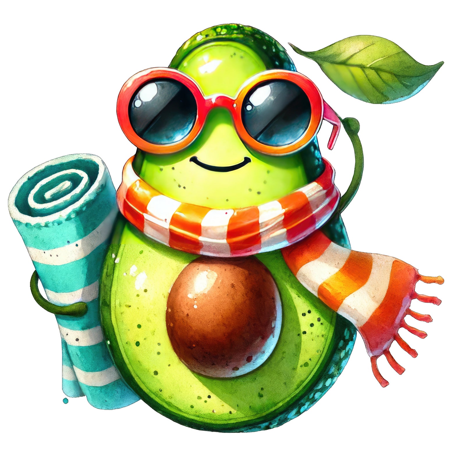 Cute Avocado Clipart, Kawaii Avocado, Watercolor Avocado, Avocado ...