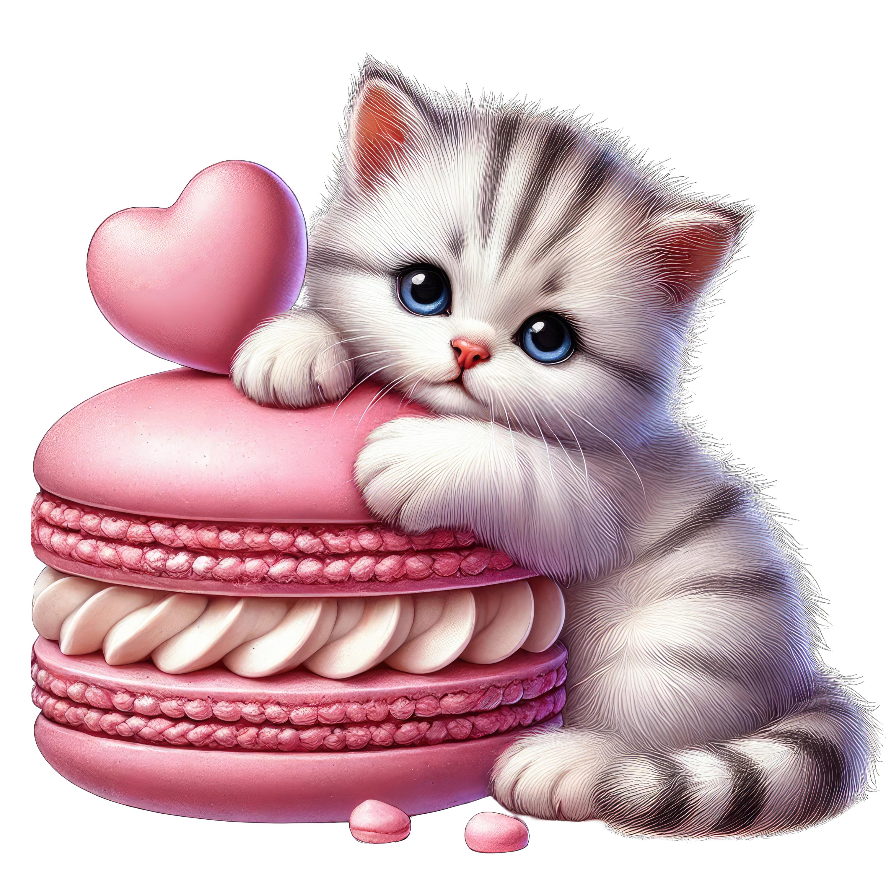 Cute Valentines Kitten Clipart, Kitten PNG, Valentine Png Bundle ...
