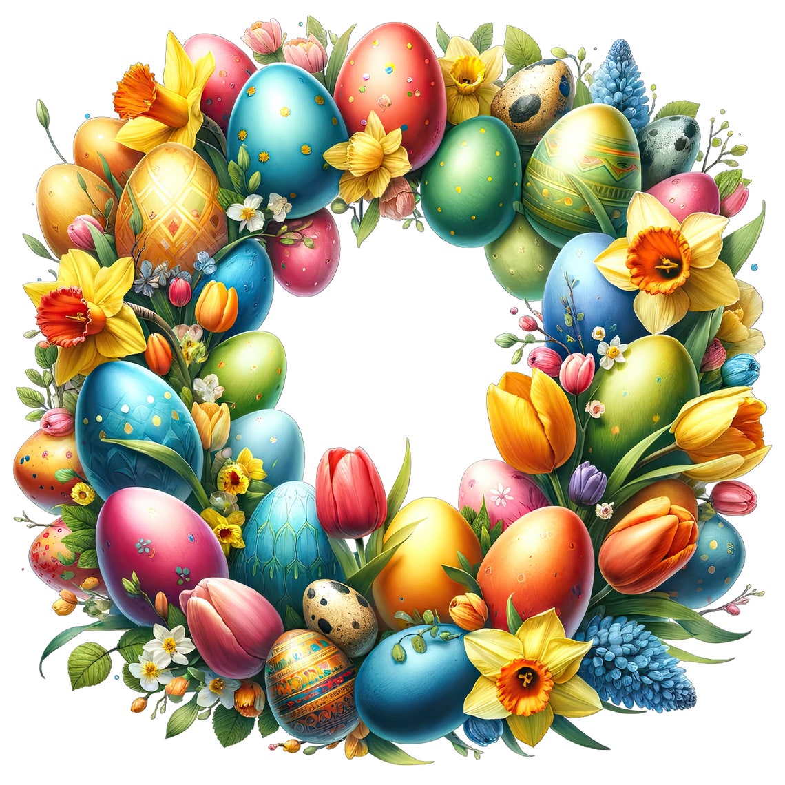 Watercolor Easter Wreath Clipart, Wreath Images, Eggs Wreath, Wreath ...
