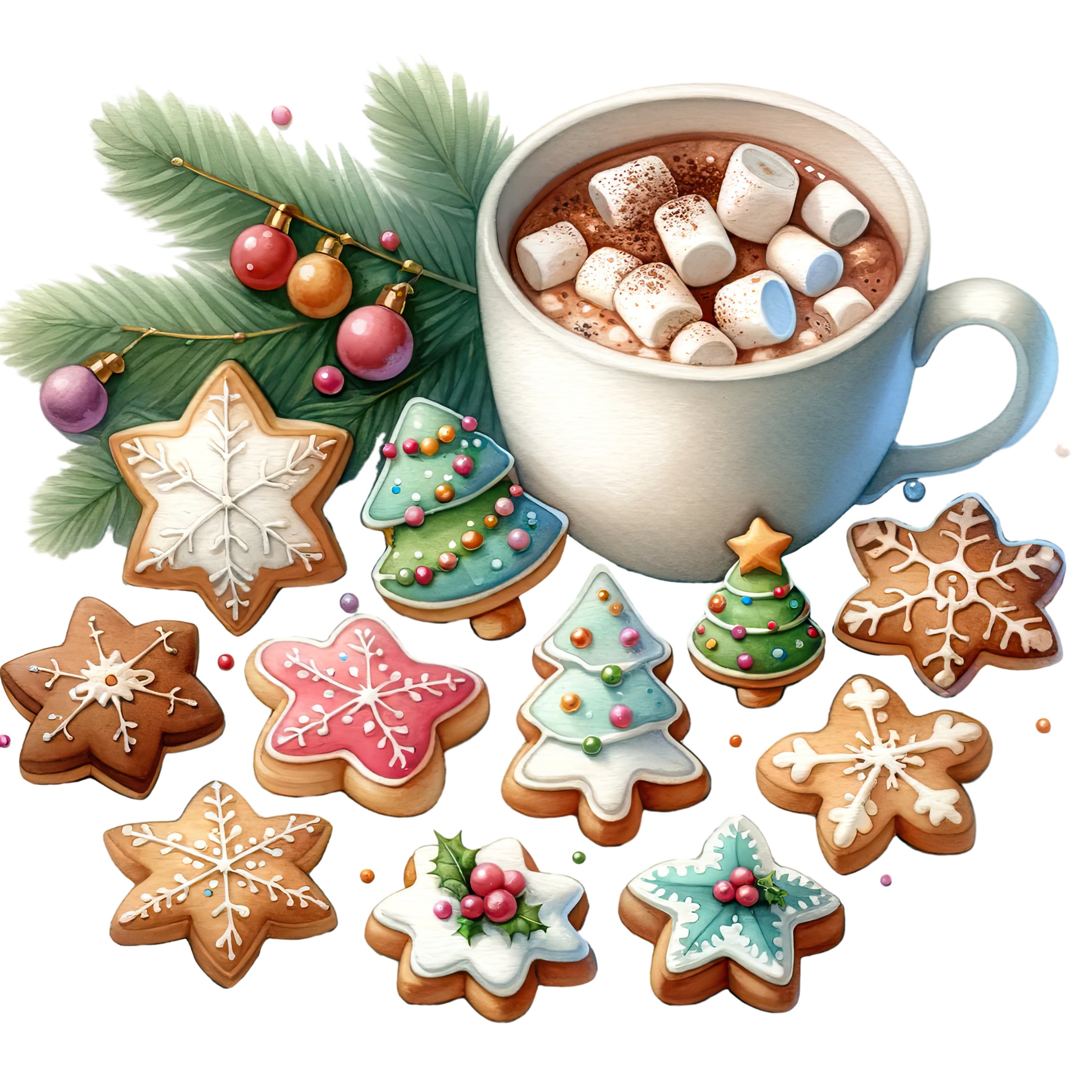 Watercolor Christmas Cookie Clipart, Christmas Cookies, Cookie ...