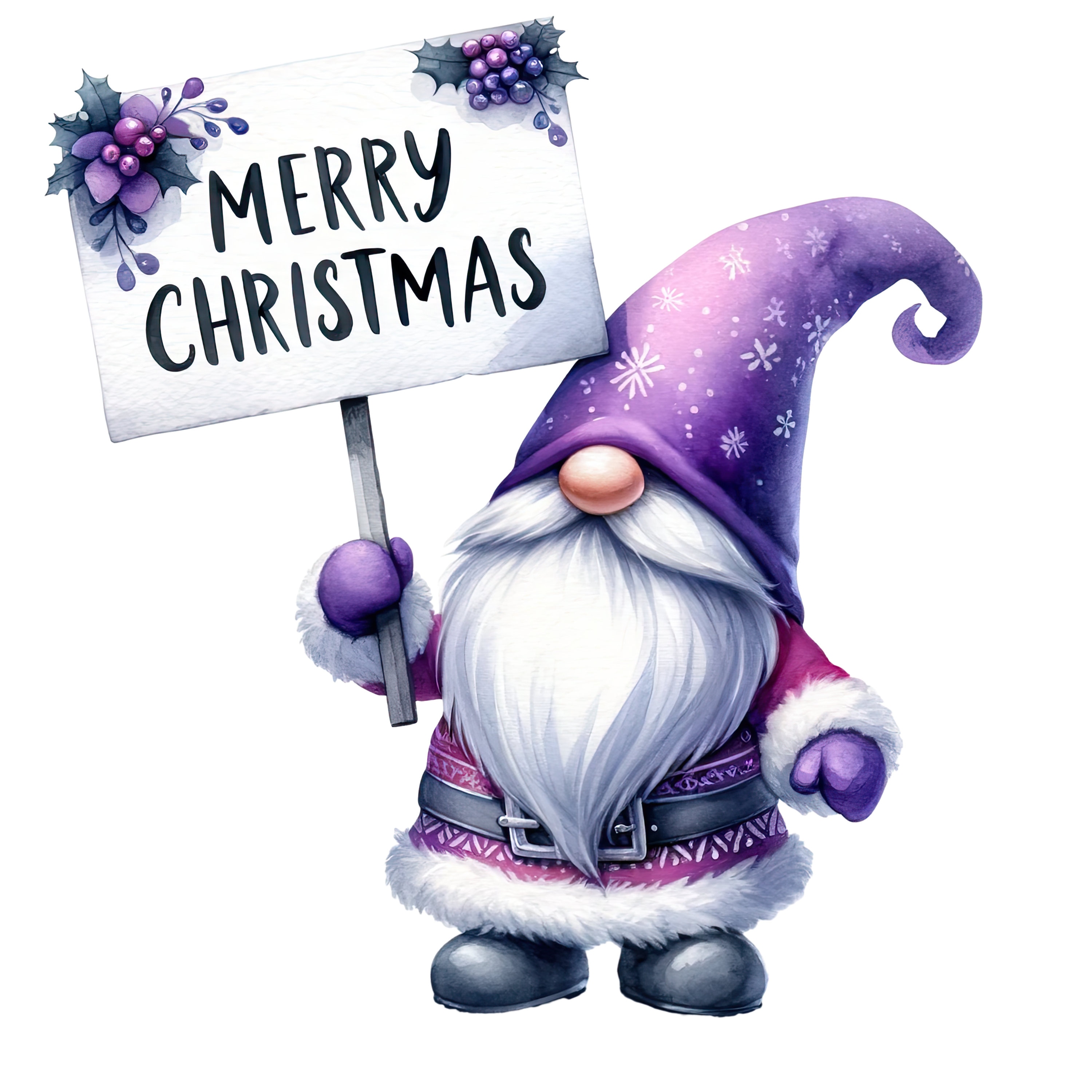 Watercolor Christmas Gnome Clipart Bundle: Holiday PNG Files (digital ...