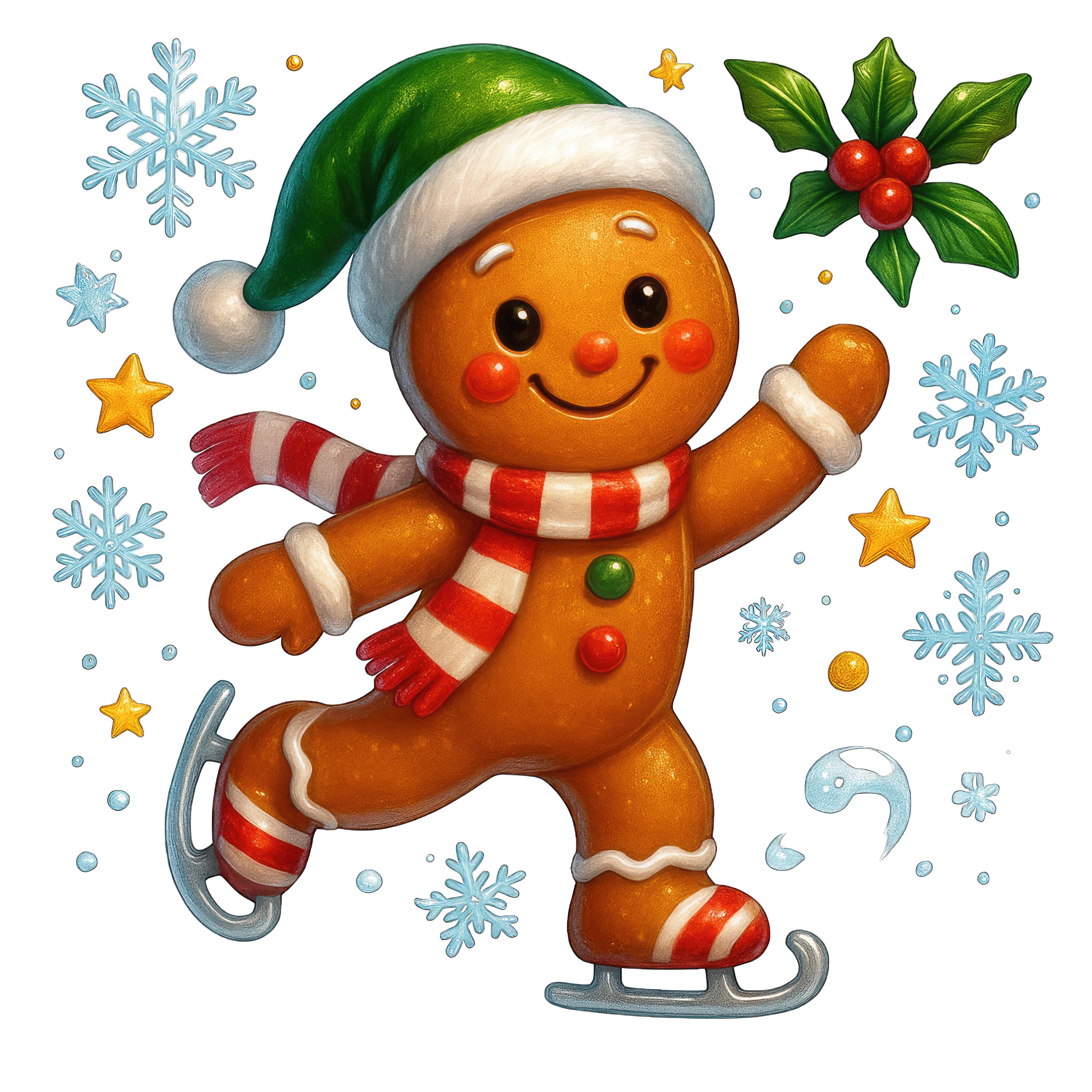Christmas Gingerbread Man Clipart PNG Bundle, 33 Cute Holiday Cookie ...