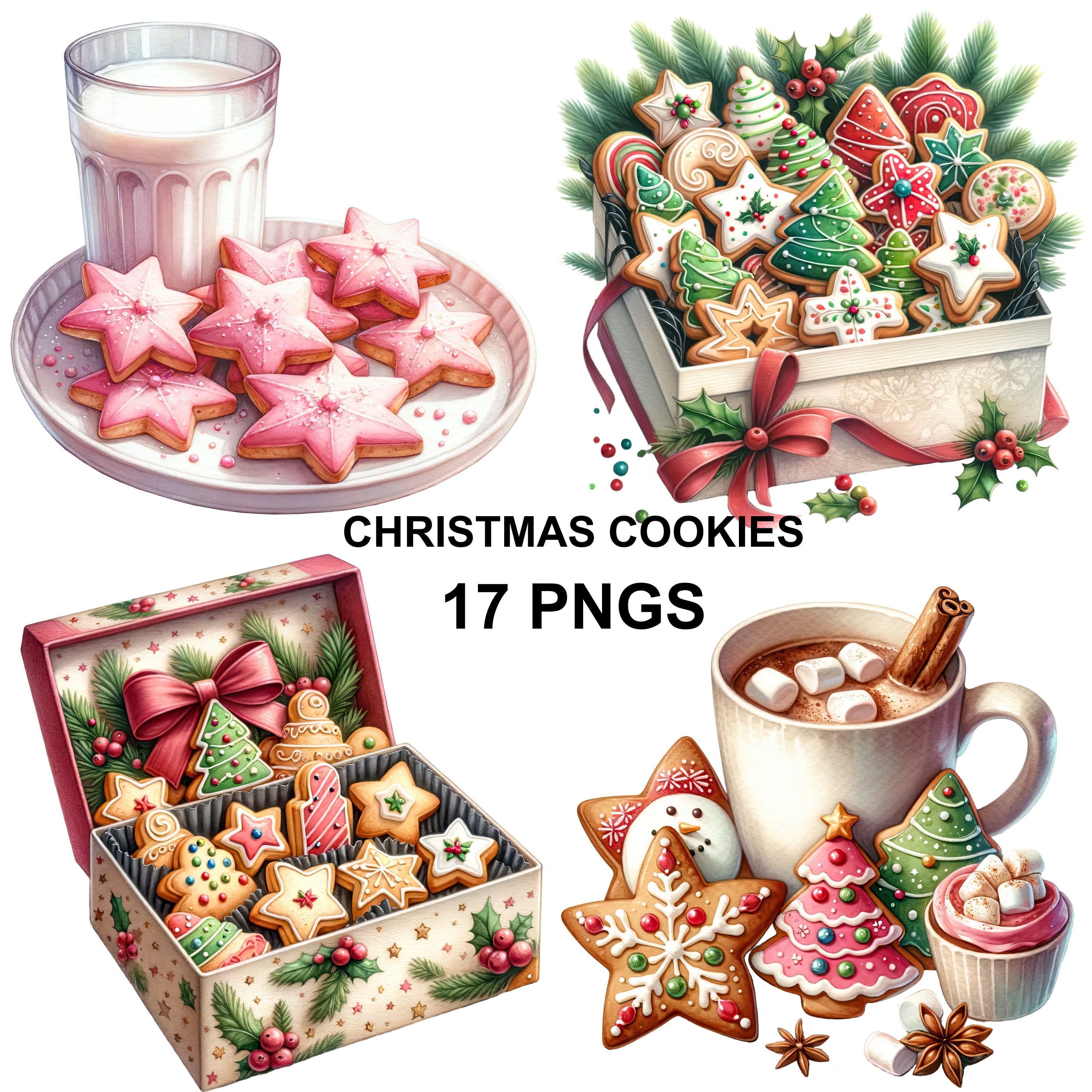 Watercolor Christmas Cookie Clipart, Christmas Cookies, Cookie ...