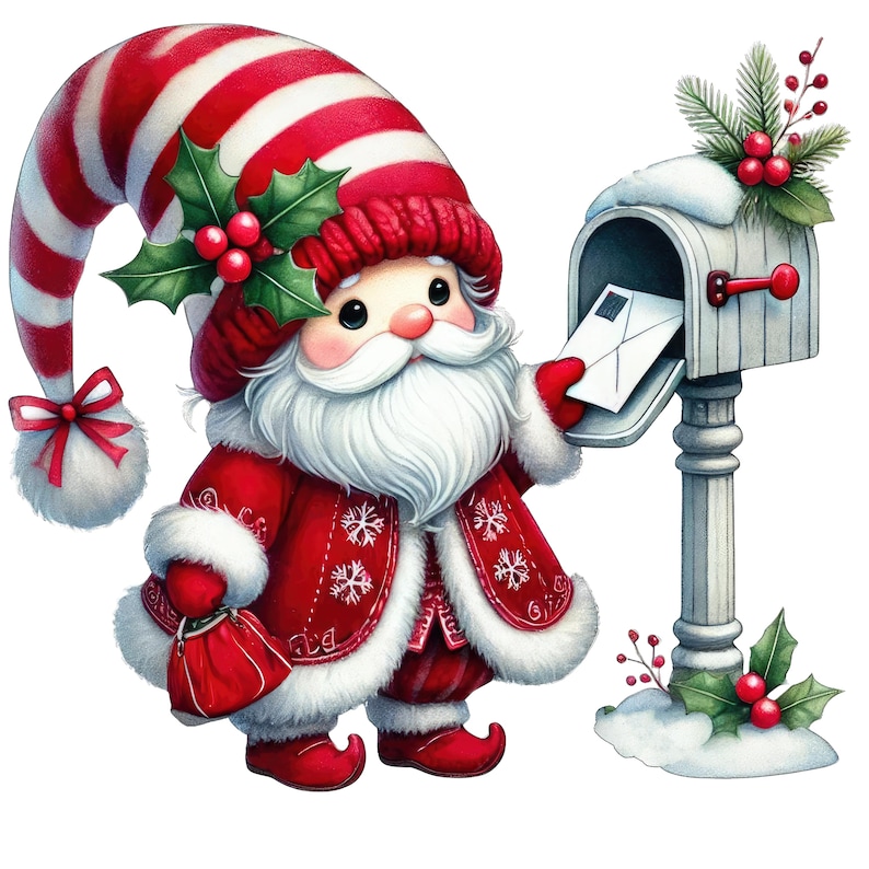 Christmas Gnome Clipart Bundle: Winter Holiday PNG Graphics (digital ...