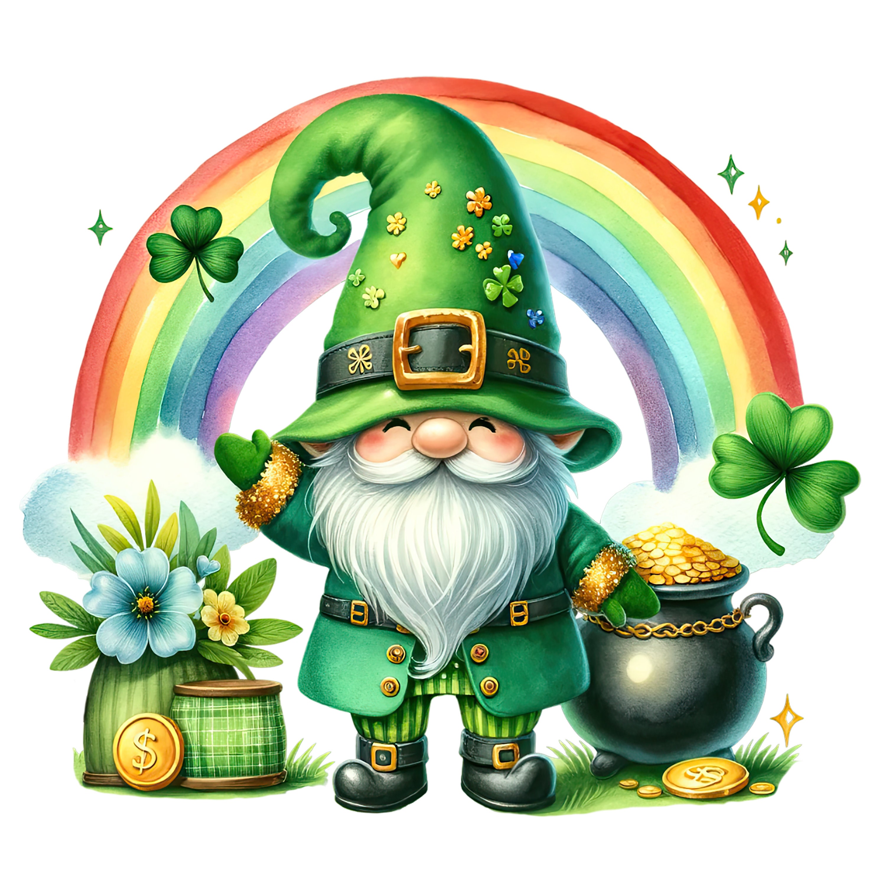 Watercolor St Patrick's Day Gnome Clipart Bundle (digital Download) - Etsy