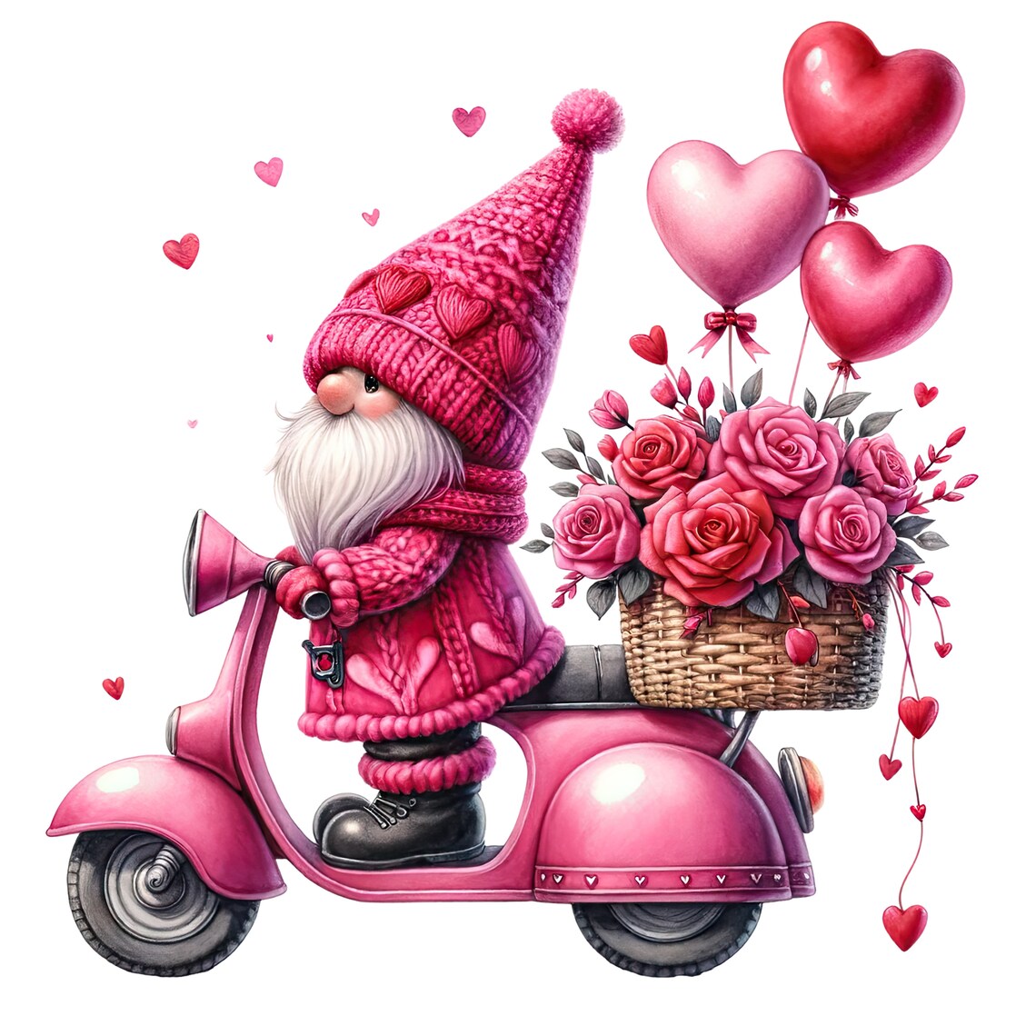 Watercolor Valentines Gnomes Clipart, Valentine Gnome Clipart, Gnome ...