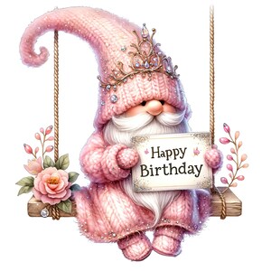 Watercolor Birthday Gnome Clipart: 23 PNG Graphics (digital Download ...