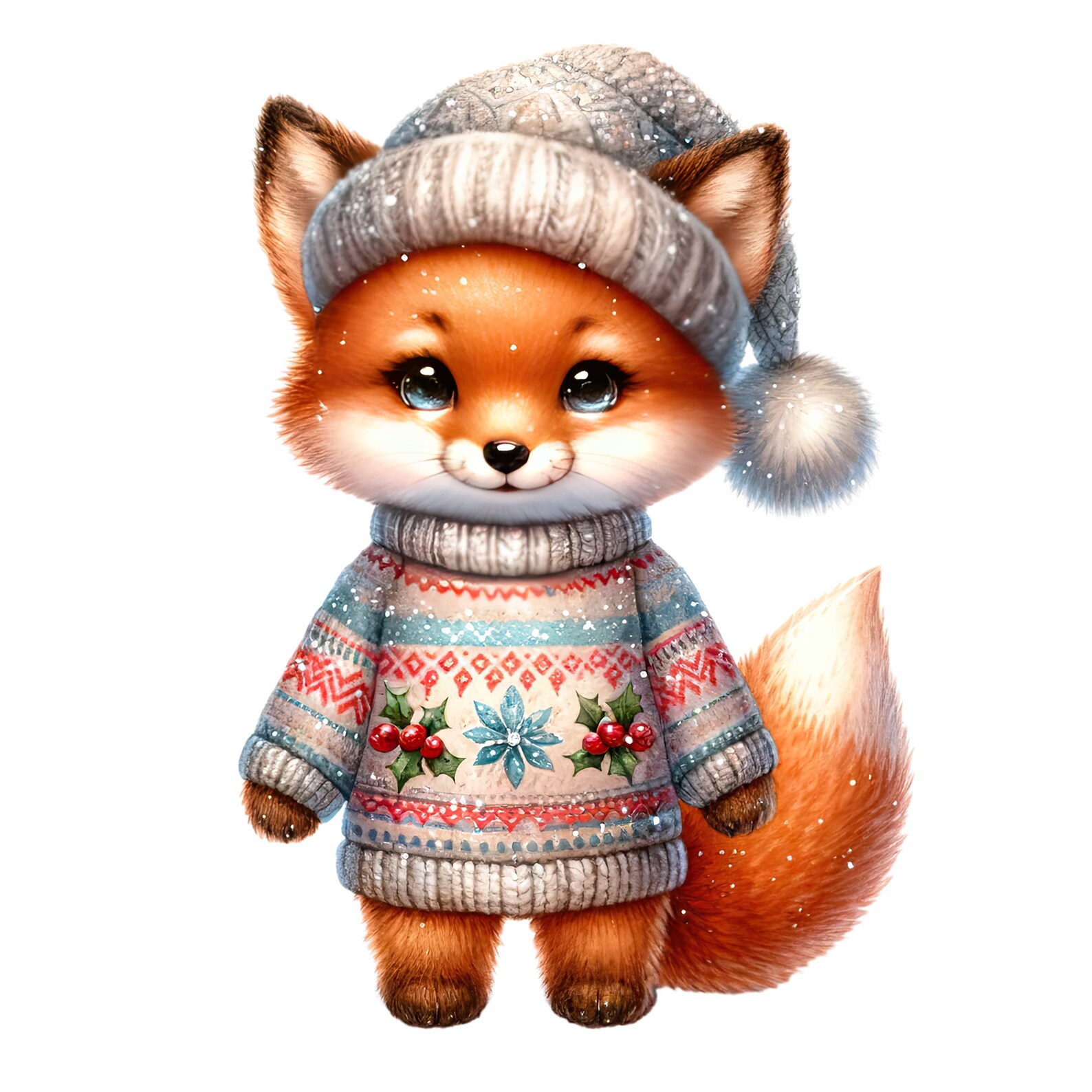 Watercolor Cute Christmas Animal Clipart, Christmas Animals Clipart ...