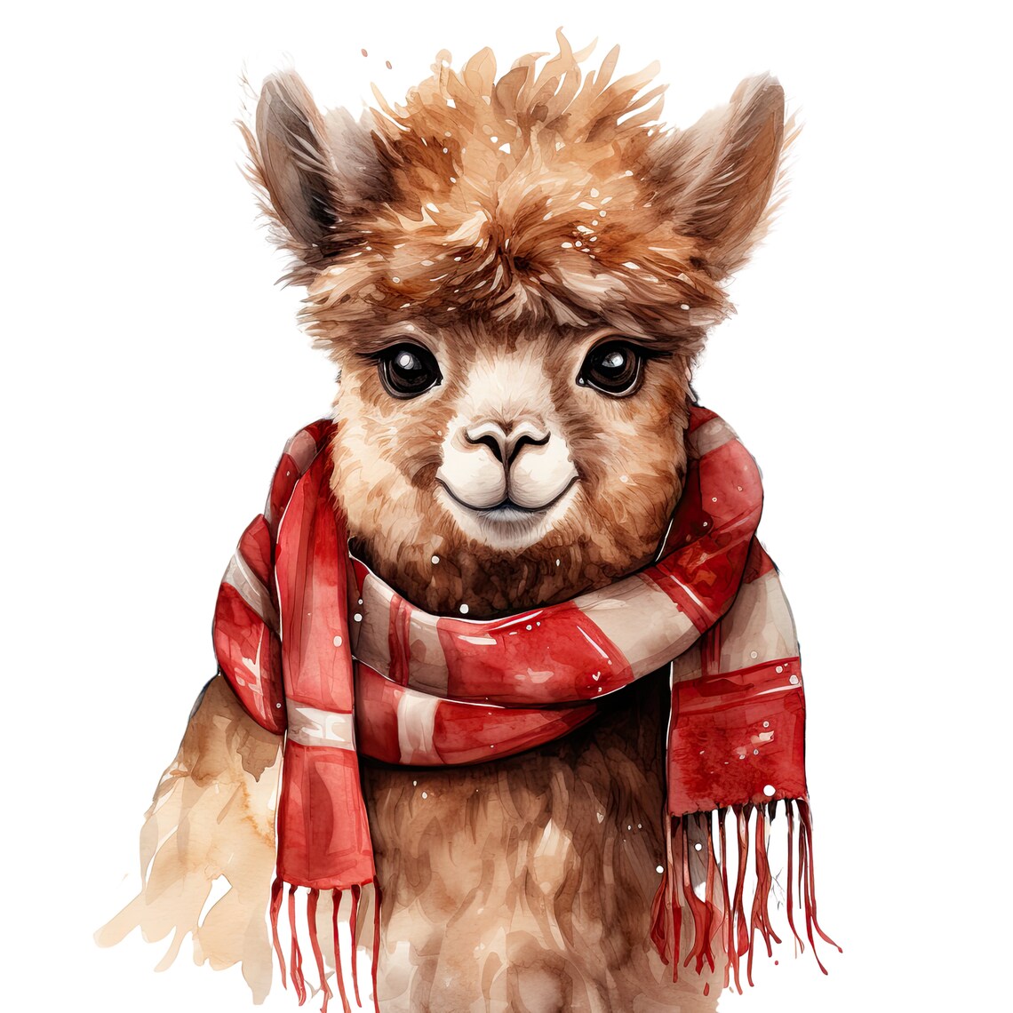 Watercolor Christmas Alpaca Clipart: Holiday PNG Bundle (digital ...