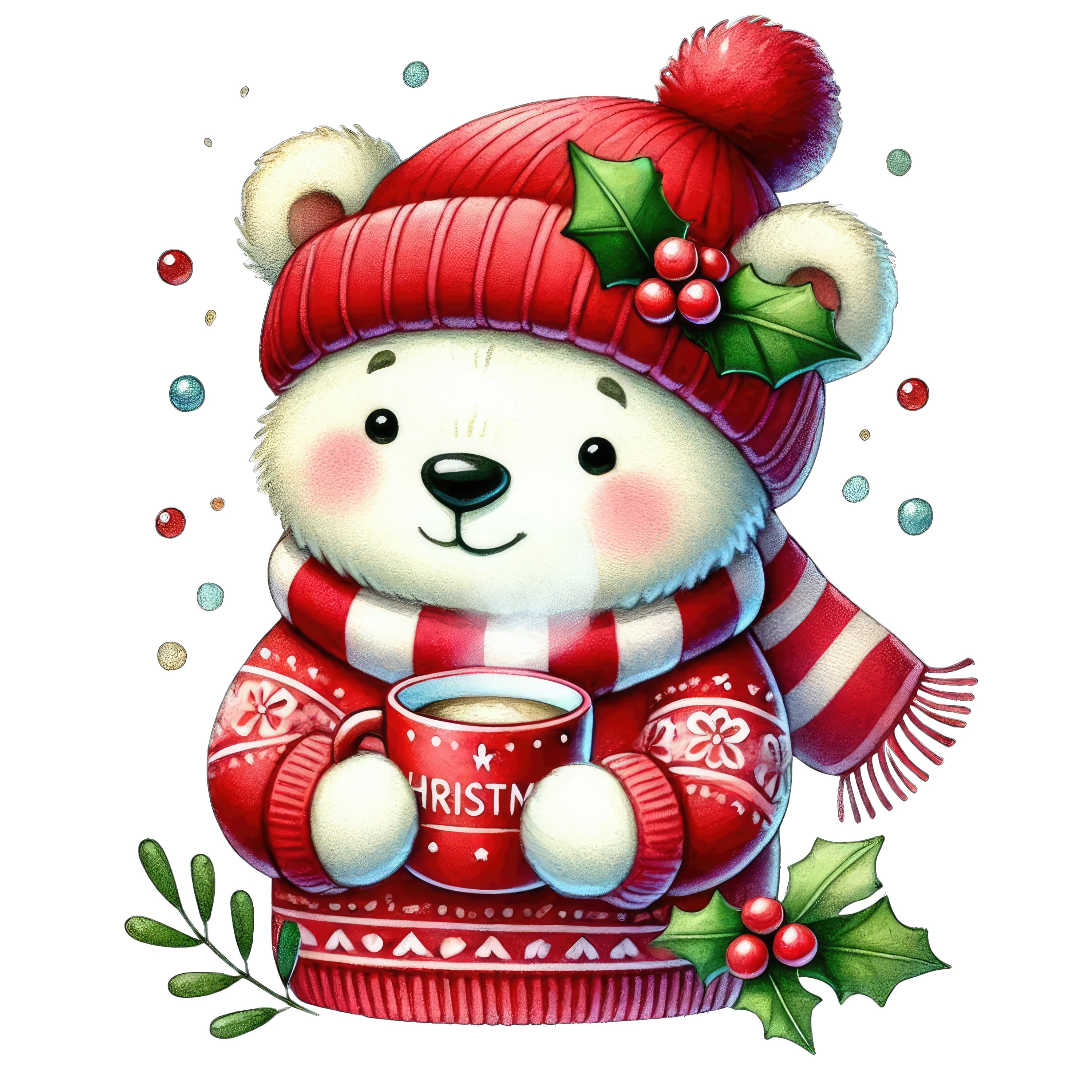 Christmas Polar Bear Clipart Bundle, Christmas Bear Png, Cute Bear Png ...