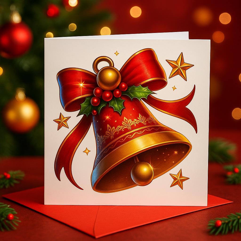 Christmas Bells Clipart, Red Gold Holiday Bell Illustrations, Festive ...