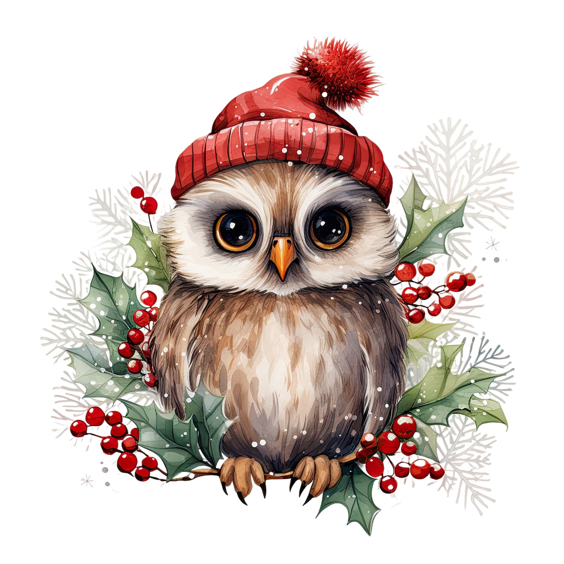 Watercolor Christmas Owl Clipart Christmas Owl Clipart Owl - Etsy