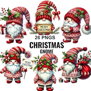 Christmas Gnomes Clipart, Cute Gnome Png, Winter Holidays, Festive ...