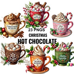 Christmas Hot Chocolate Clipart, Watercolor Hot Cocoa,hot Chocolate ...