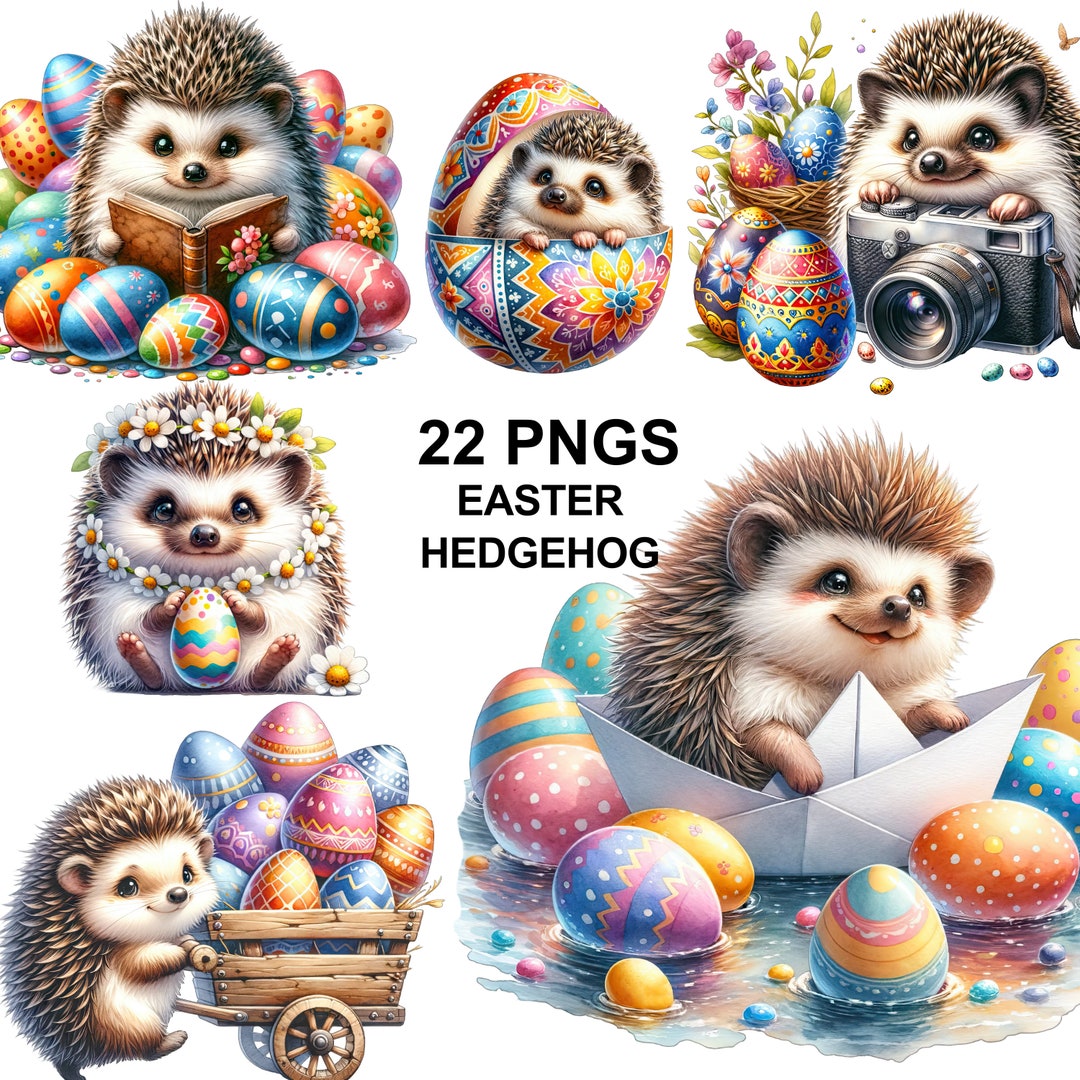 Easter Hedgehog Clipart, Hedgehog Easter Eggs, Spring Hedgehog Clipart ...