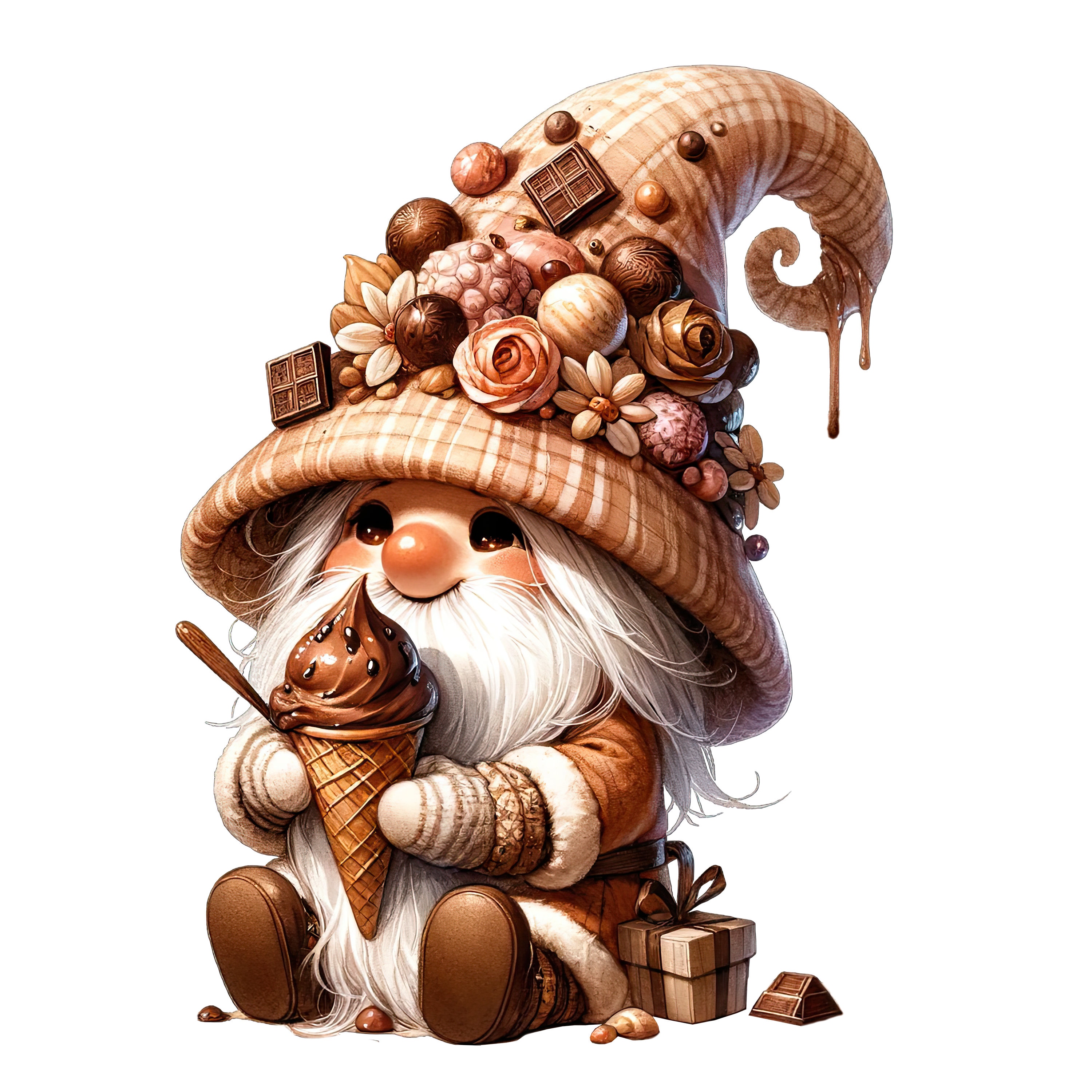 Watercolor Chocolate Gnome Clipart, Cute Gnomes Png, Chocolate Gnome ...