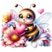 Watercolor Valentine Bee Clipart, Cute Bee Clipart, Baby Bee Png, Cute ...