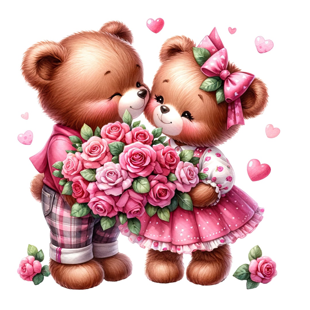 Valentines Teddy Bear Couple Clipart, Couples Teddy Bear Png, Couples ...