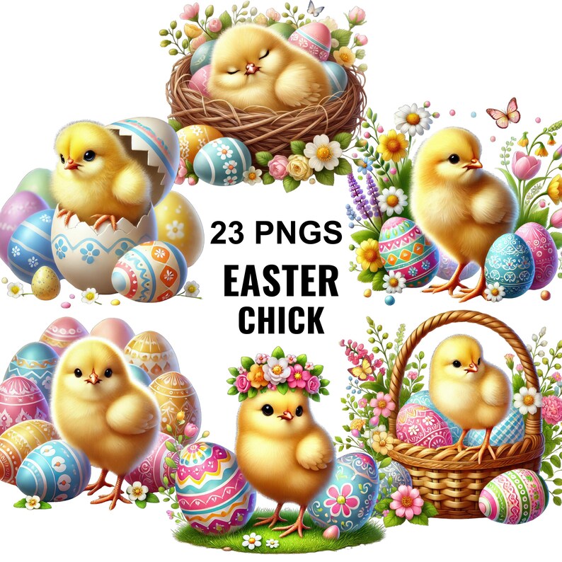 Easter Chicks Clipart Bundle, Cute Easter Chick, Easter Clipart, Baby ...
