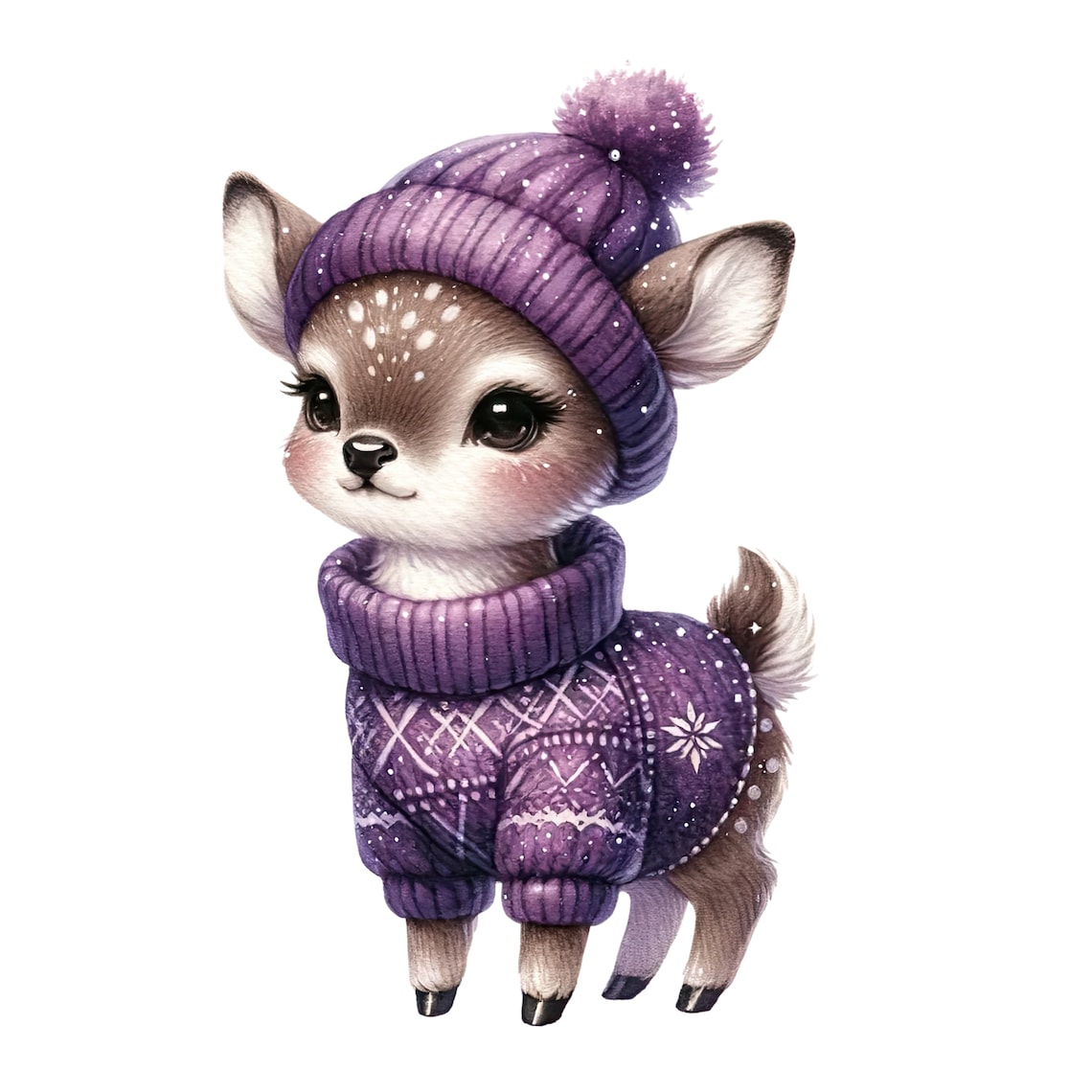 Watercolor Cute Christmas Animal Clipart, Christmas Animals Clipart ...