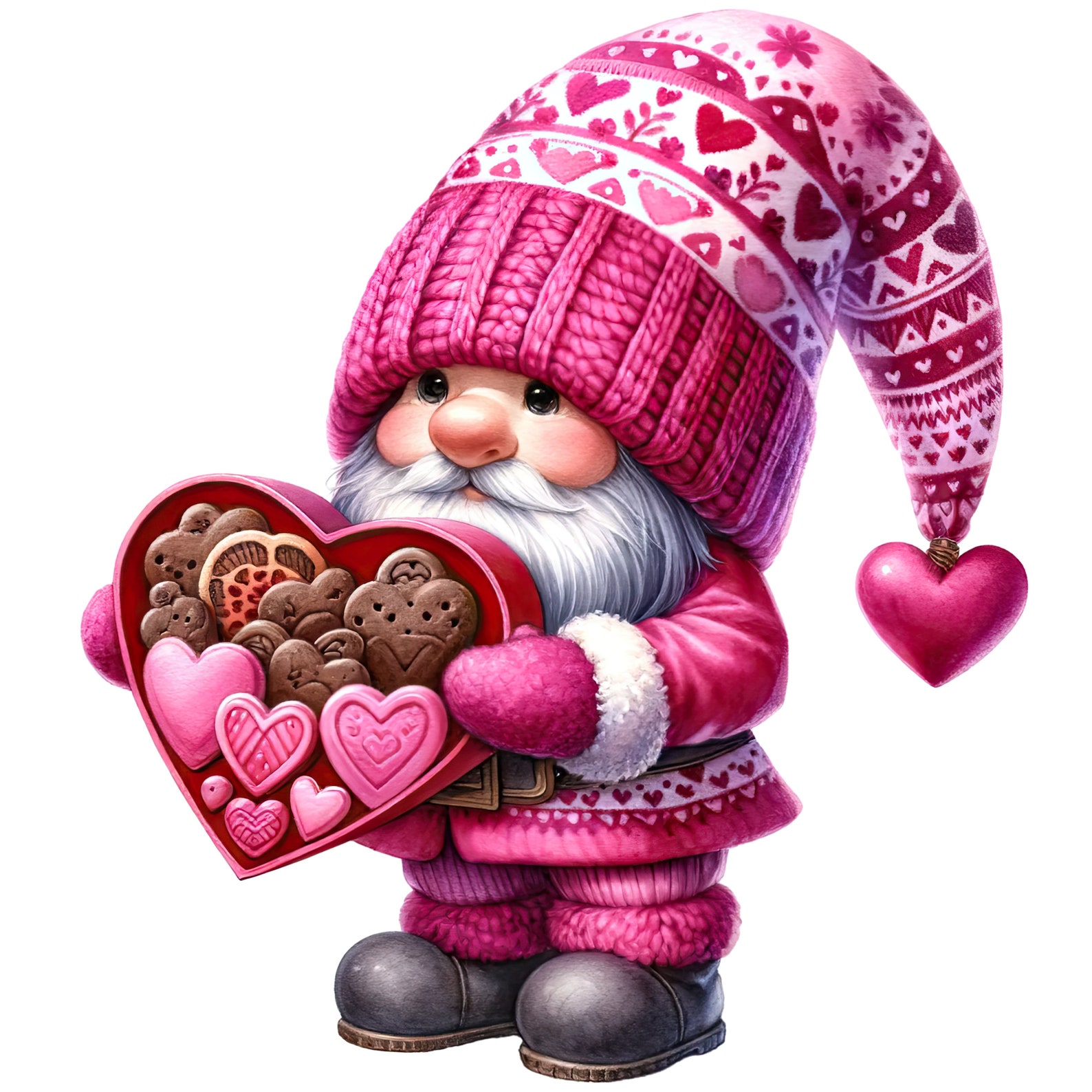 Watercolor Valentines Gnomes Clipart, Valentine Gnome Clipart, Gnome ...